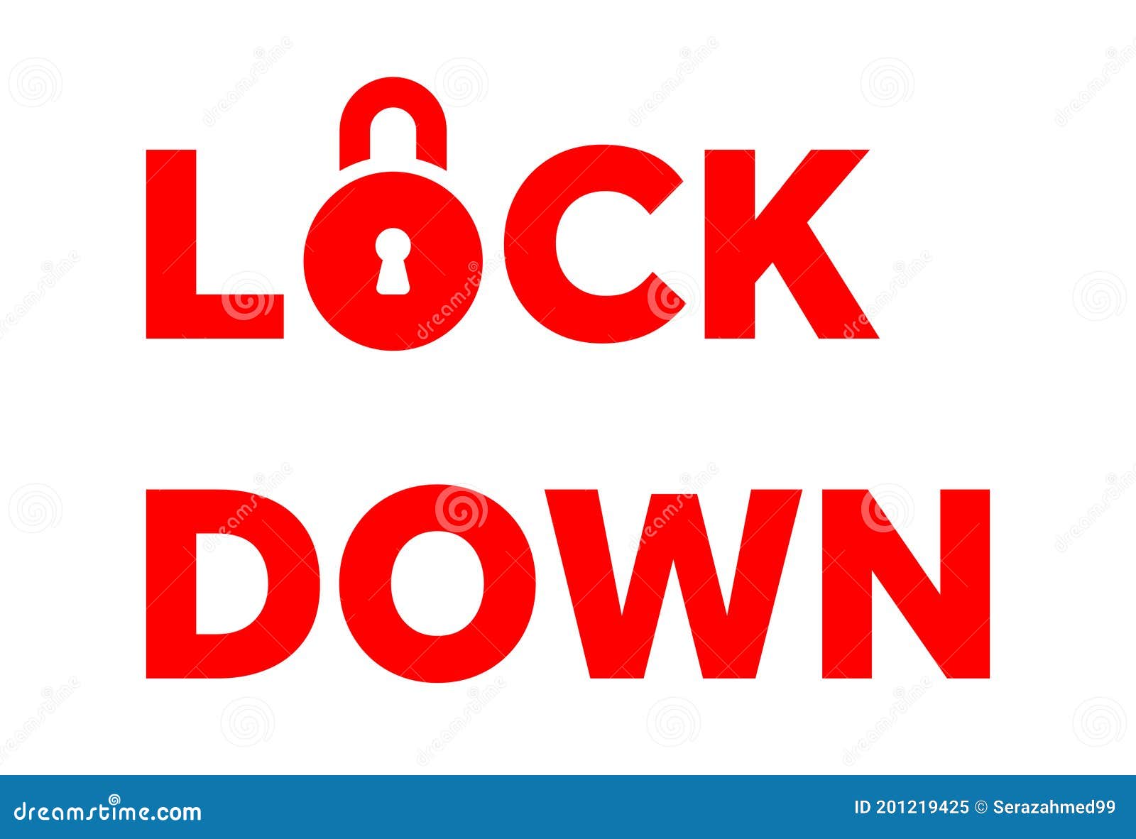Lockdown Text with Padlock Icon Vector Illustration Stock Vector ...