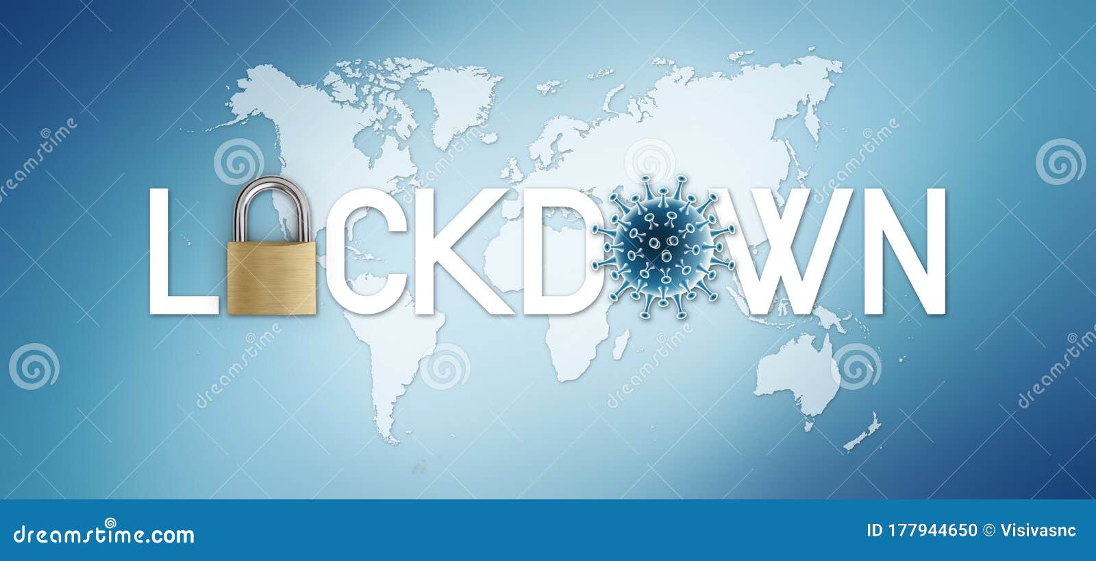 Lockdown Text Written with Padlock and Corona Virus Symbol Icon on ...