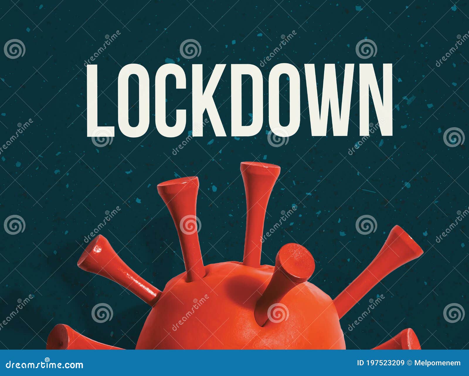 Lockdown Theme with a Red Virus Stock Illustration - Illustration of ...