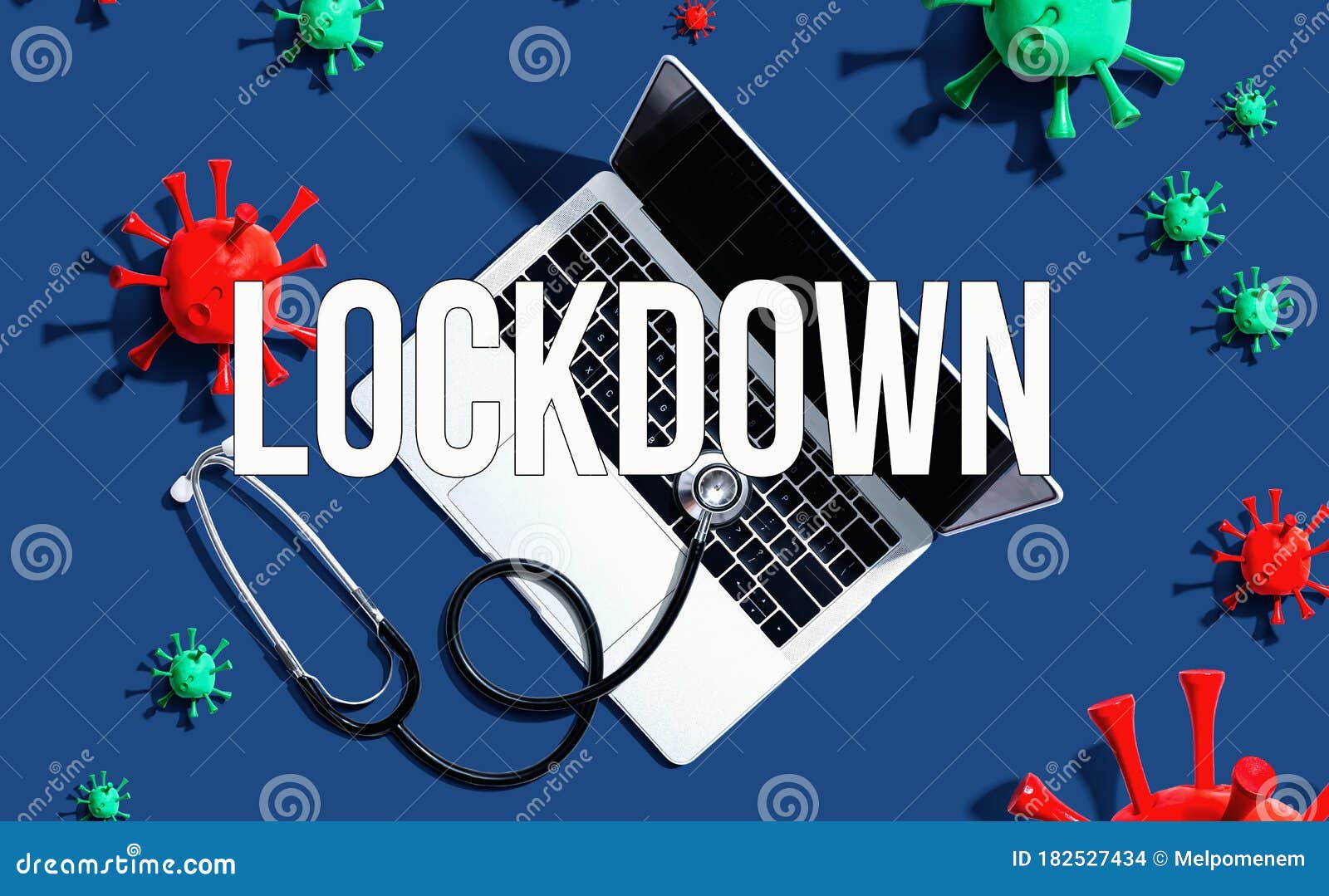 Lockdown Theme with Stethoscope and Laptop Stock Photo - Image of ...