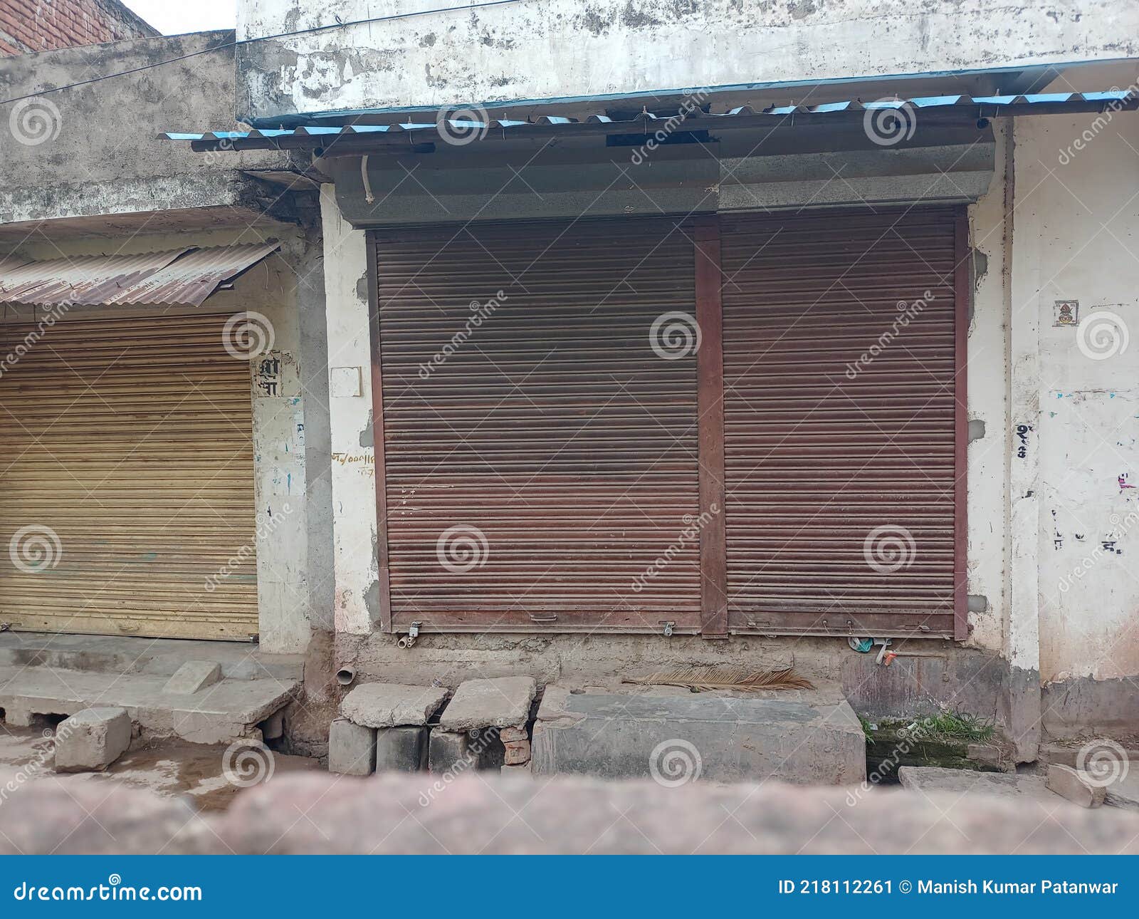 Lockdown Times the Shutter of Shops are Closed Stock Image - Image of ...