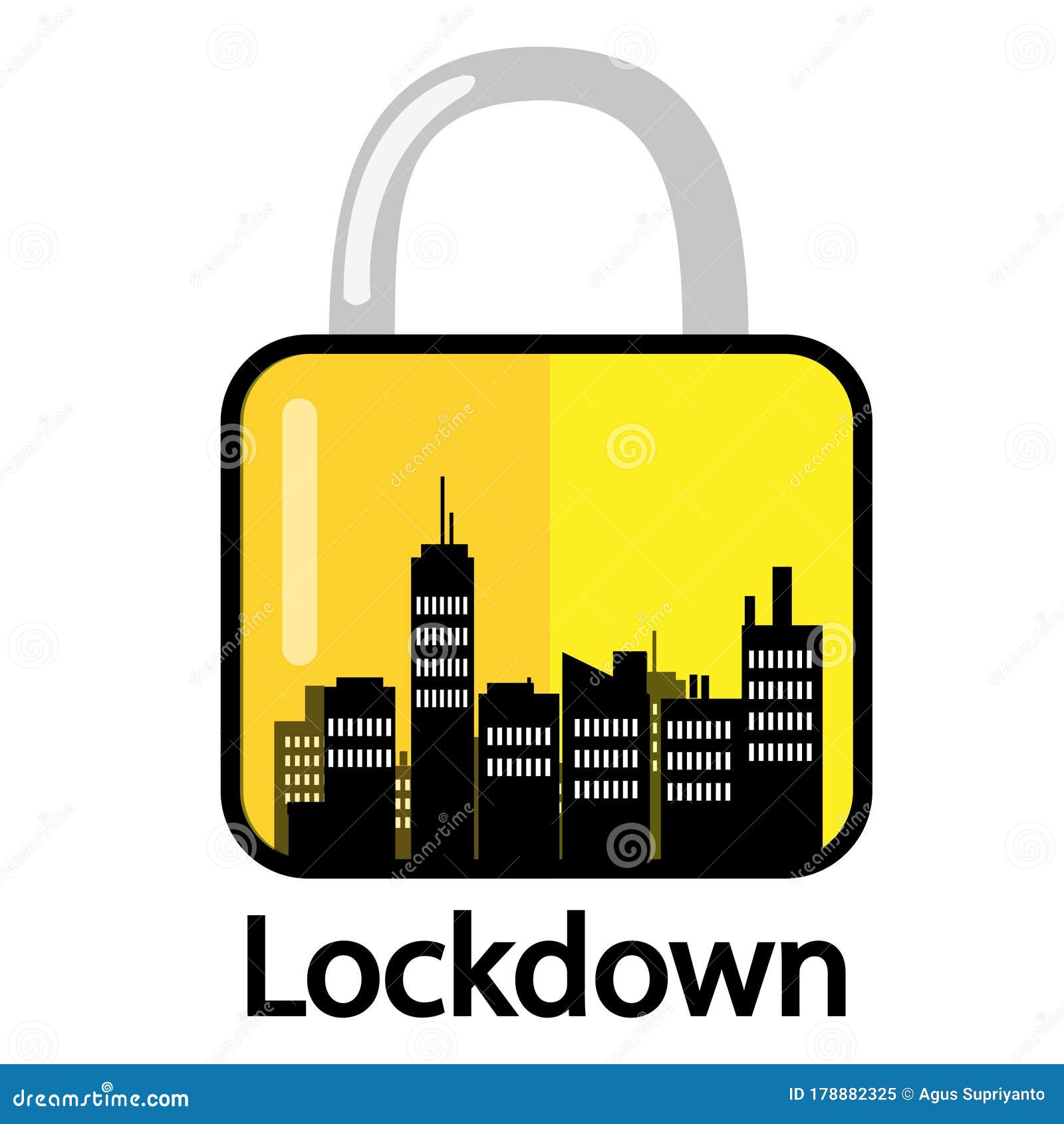 Lockdown in Urban Buildings with Locked Symbols Vector Illustration ...