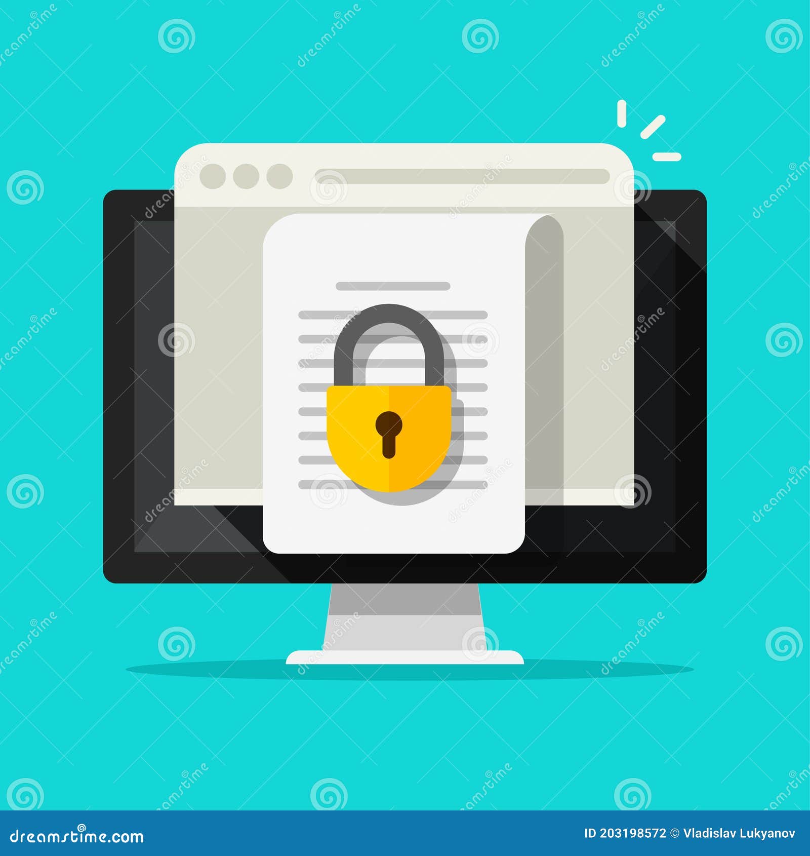 Locked Access To Document File Online Vector Flat Icon, Confidential ...