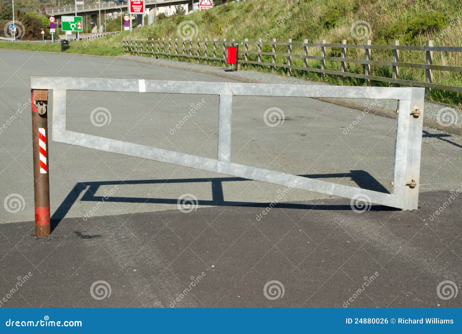 Locked barrier. stock photo. Image of padlock, road, gate - 24880026