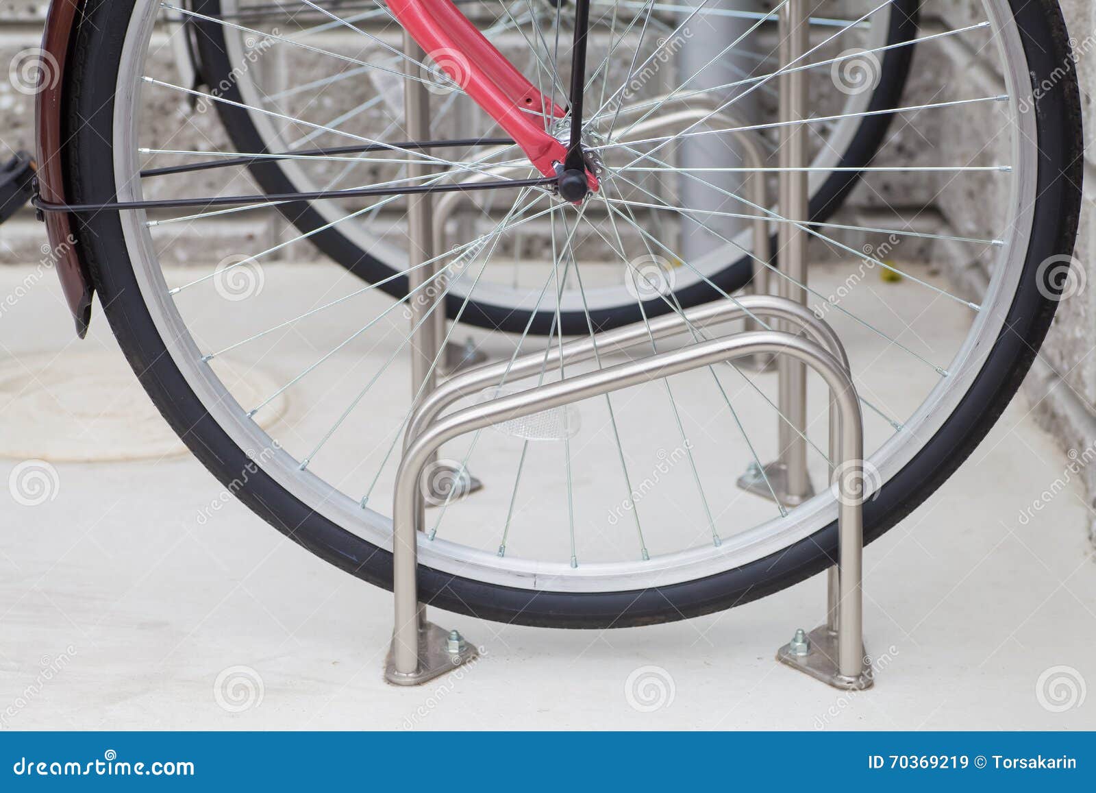 Locked Bicycle at Bicycle Outdoor Parking Stock Image - Image of design ...
