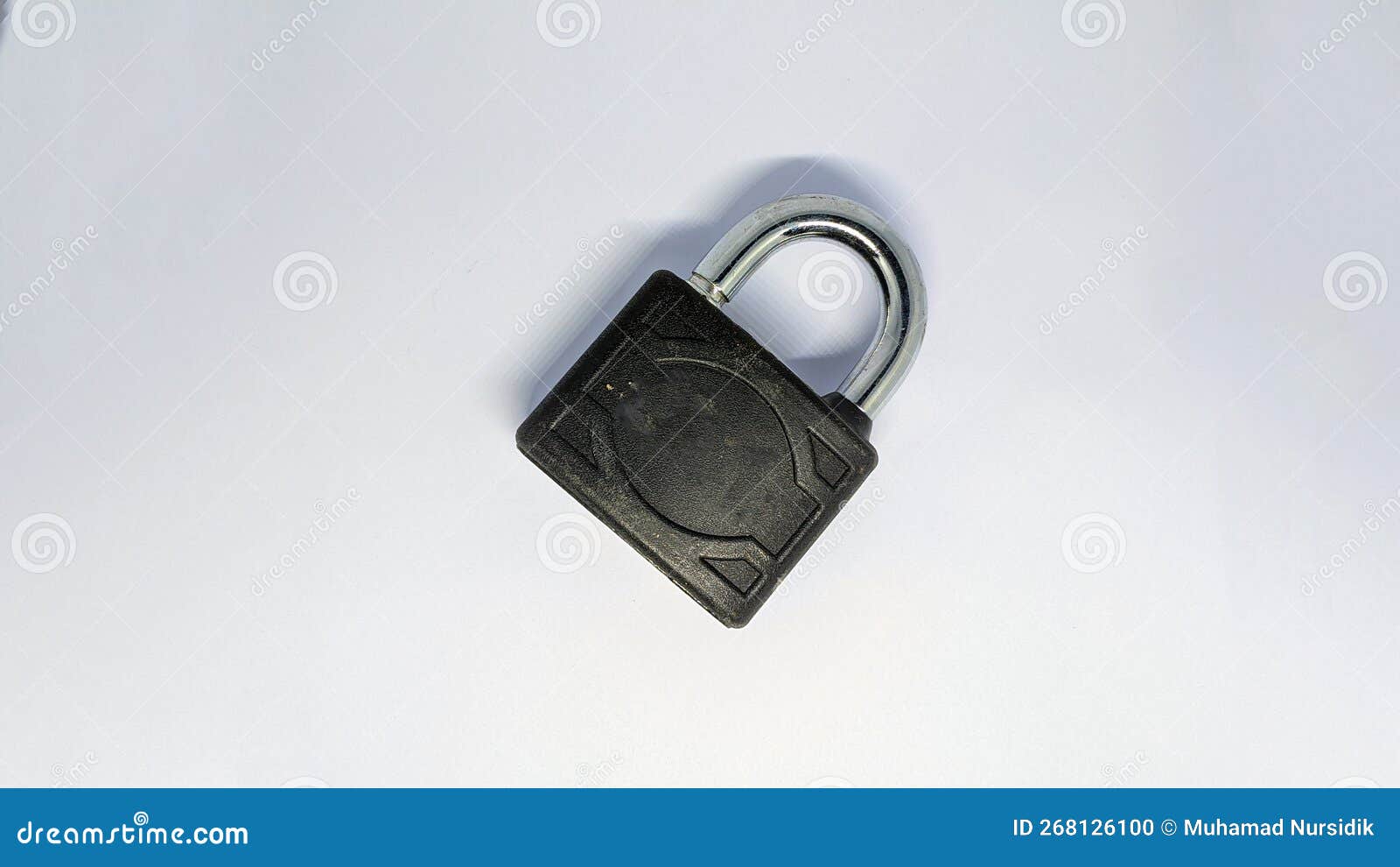 Locked Black Padlock on the White Background Shot at a High Angle or ...