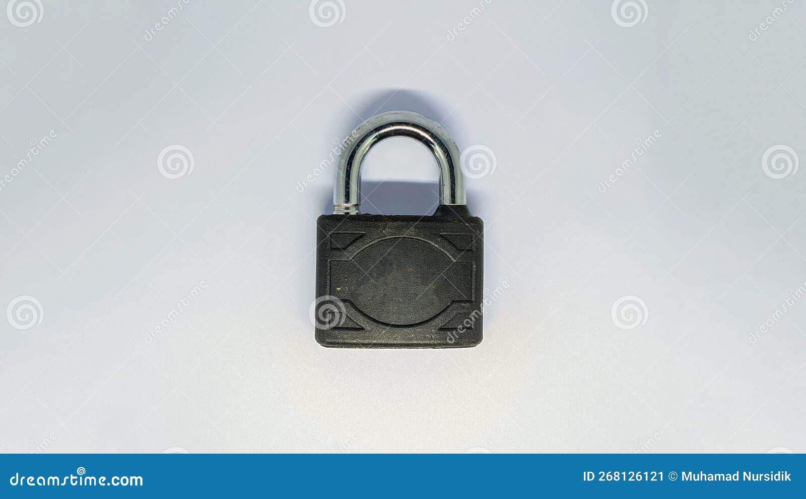 Locked Black Padlock on the White Background Shot at a High Angle or ...