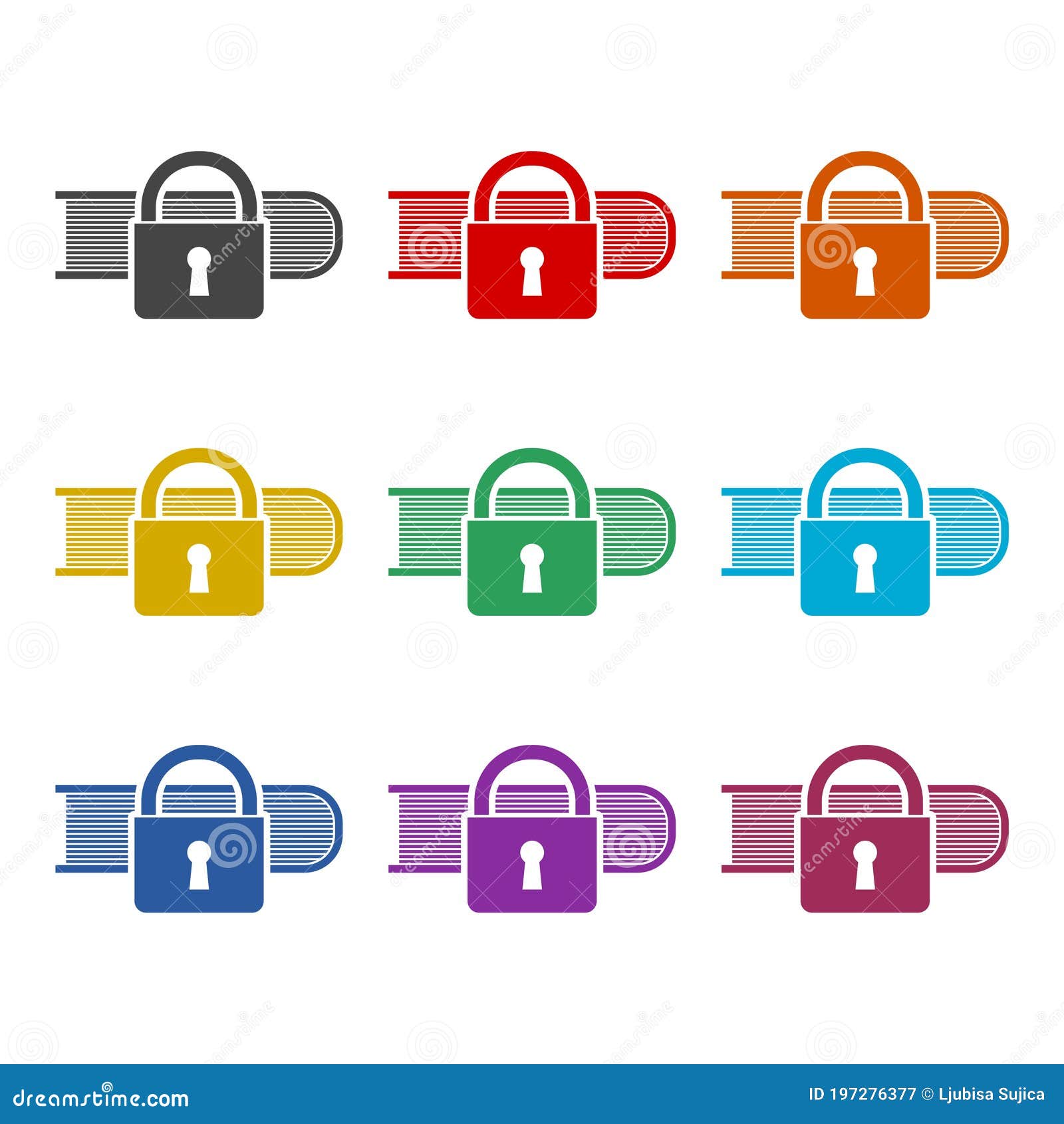Locked Book Icon Logo, Color Set Stock Vector - Illustration of ...
