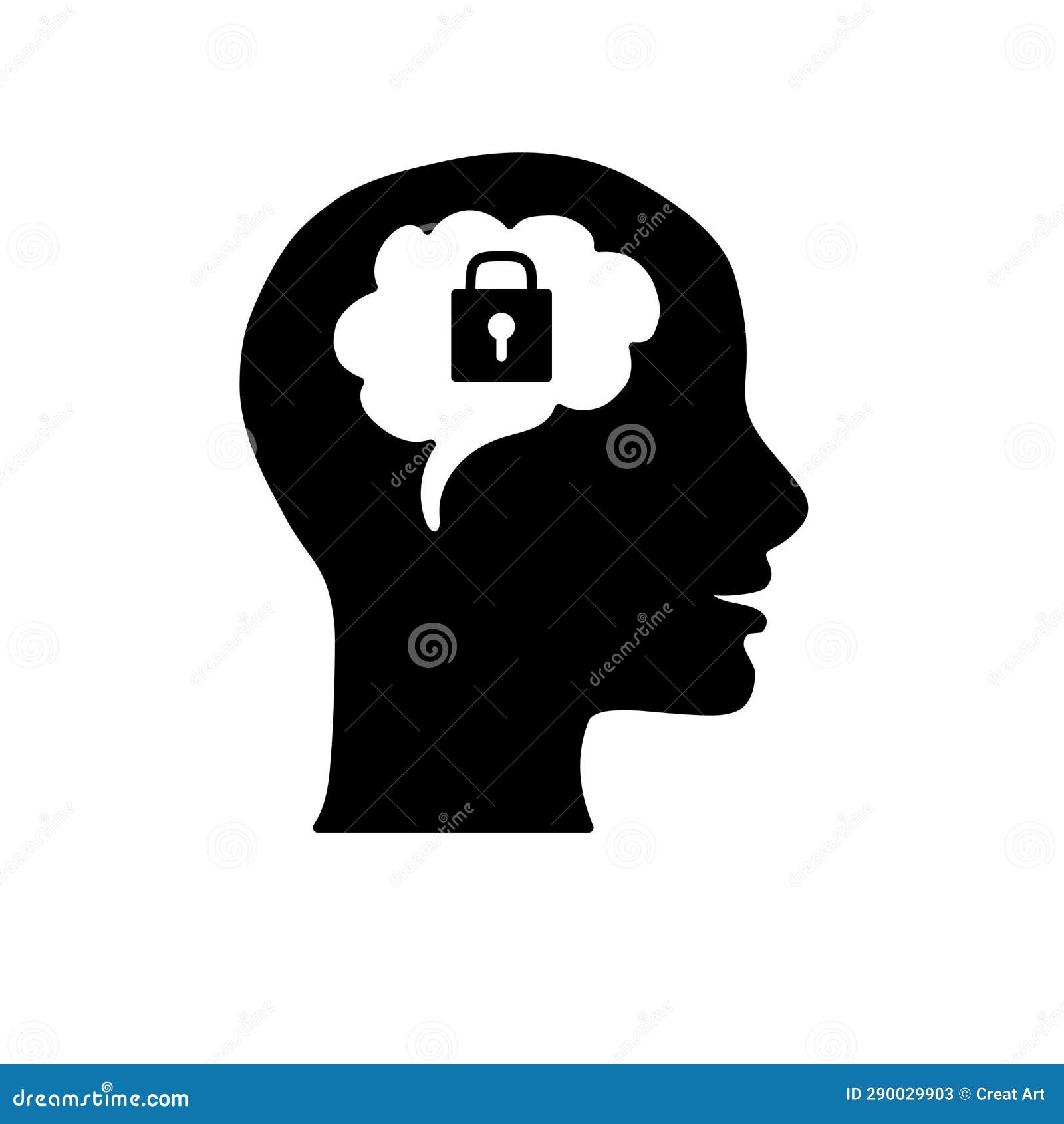 Locked Brain Vector Illustartion Stock Vector - Illustration of ...