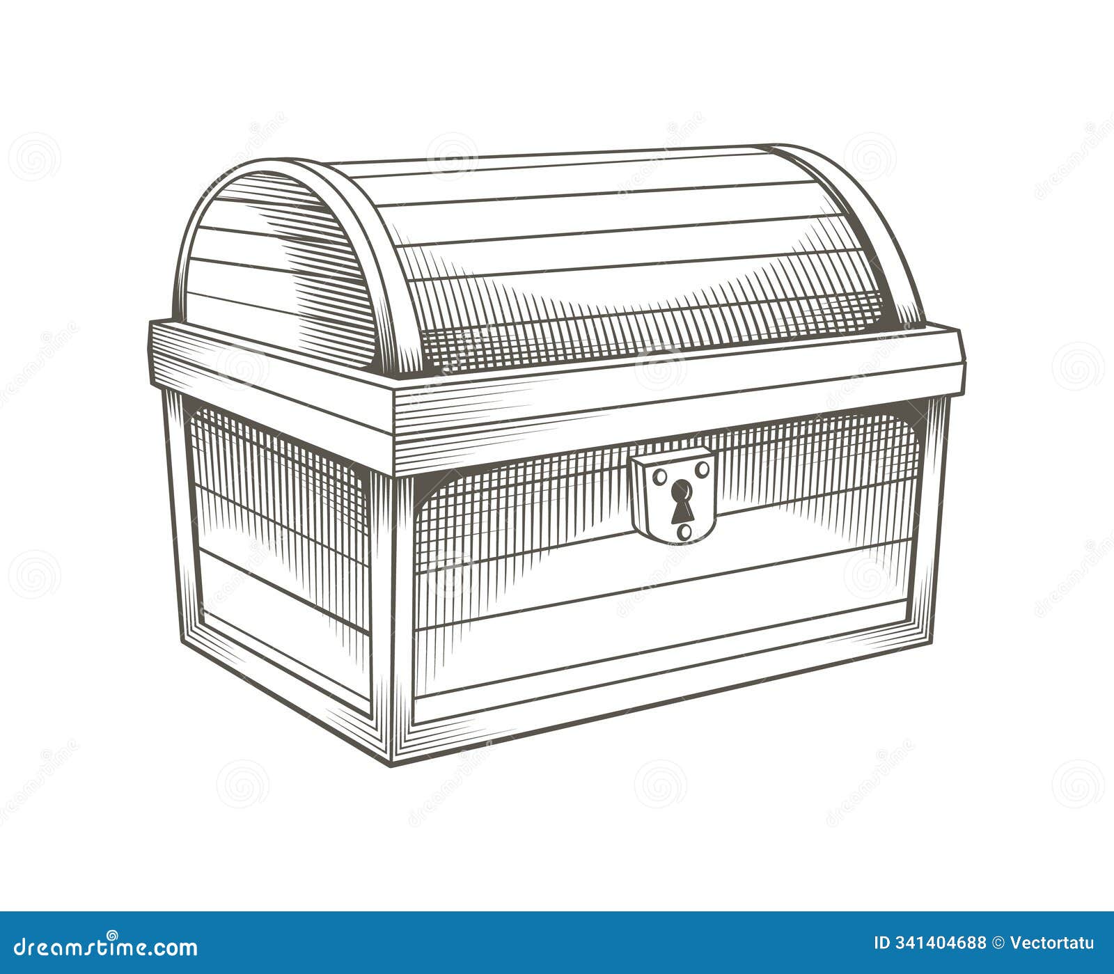 Locked chest box drawn stock illustration. Illustration of engraving ...