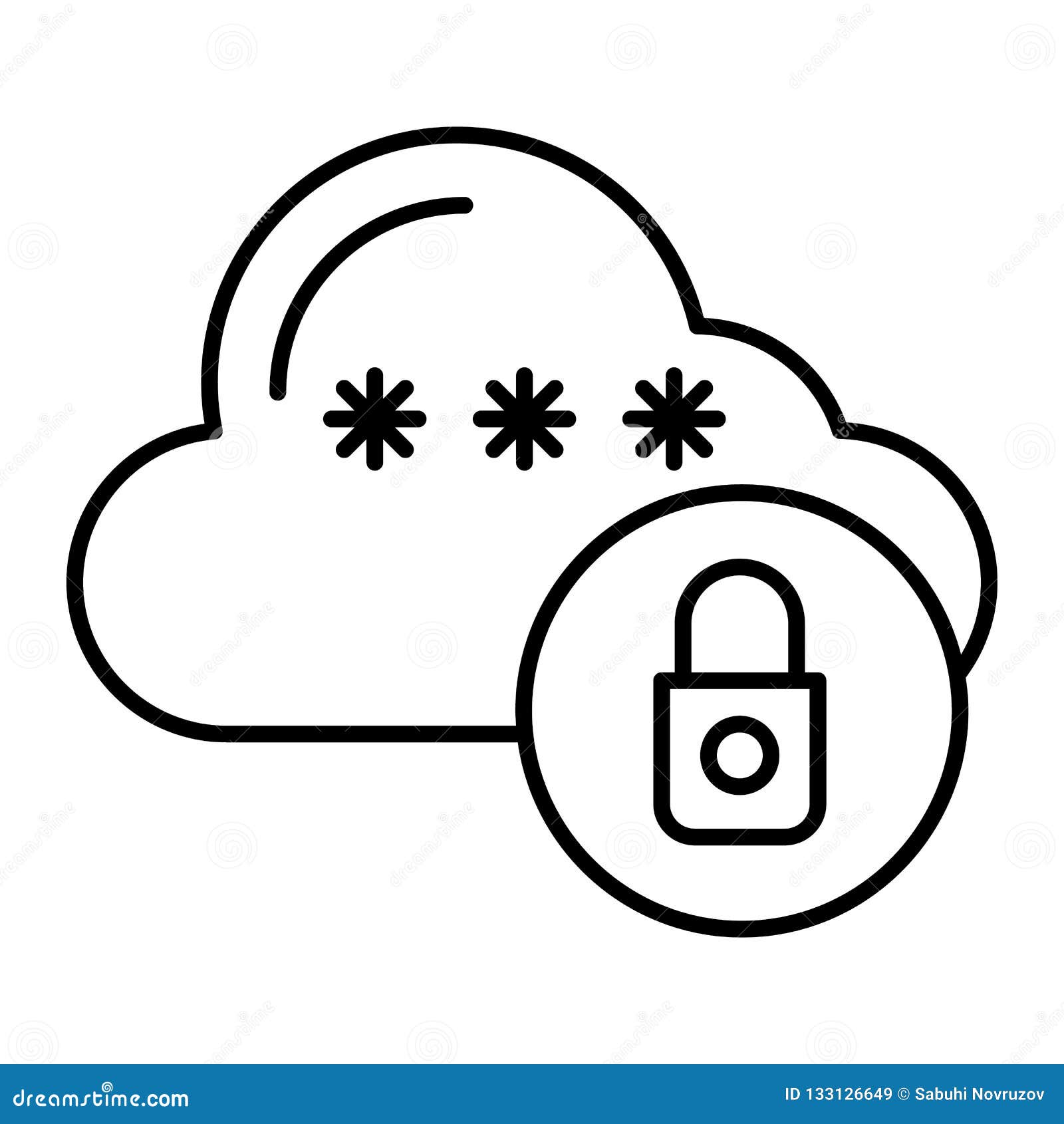 Locked Cloud Thin Line Icon. Cloud with Padlock Vector Illustration ... Locked Cloud Thin Line Icon. Cloud with Padlock Vector Illustration ...