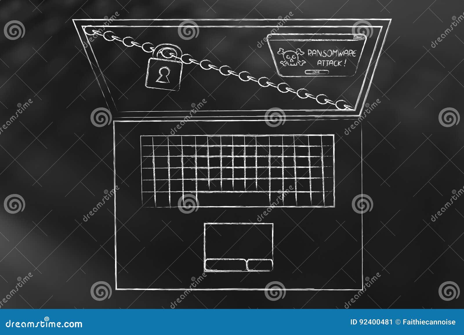 Locked Computer with Ransomware Attack Pop-up Stock Illustration ...