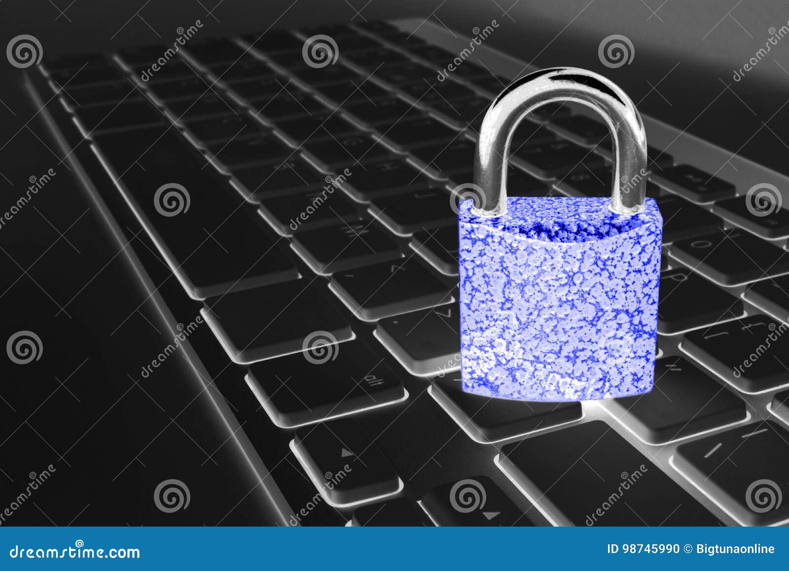 Locked Computer Safe from Virus or Malware Attack. Laptop Computer ...