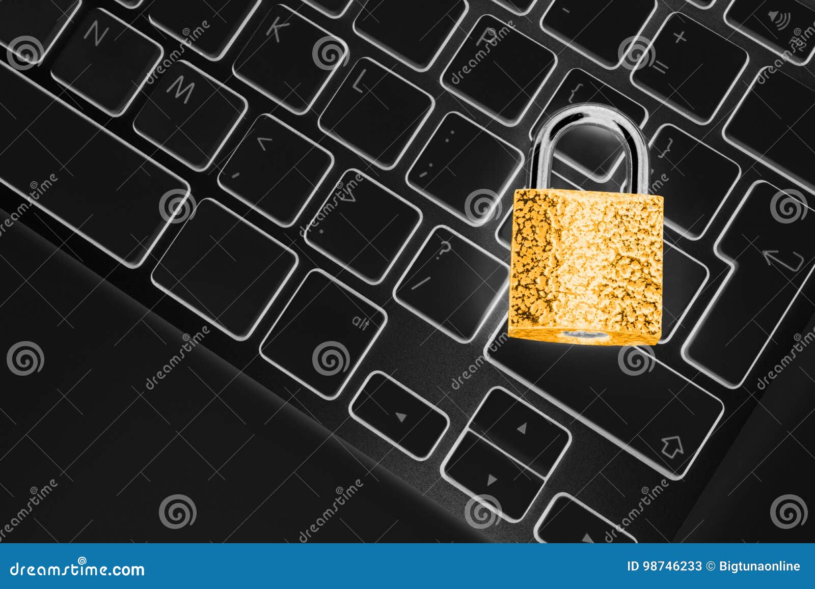 Locked Computer Safe from Virus or Malware Attack. Laptop Computer ...