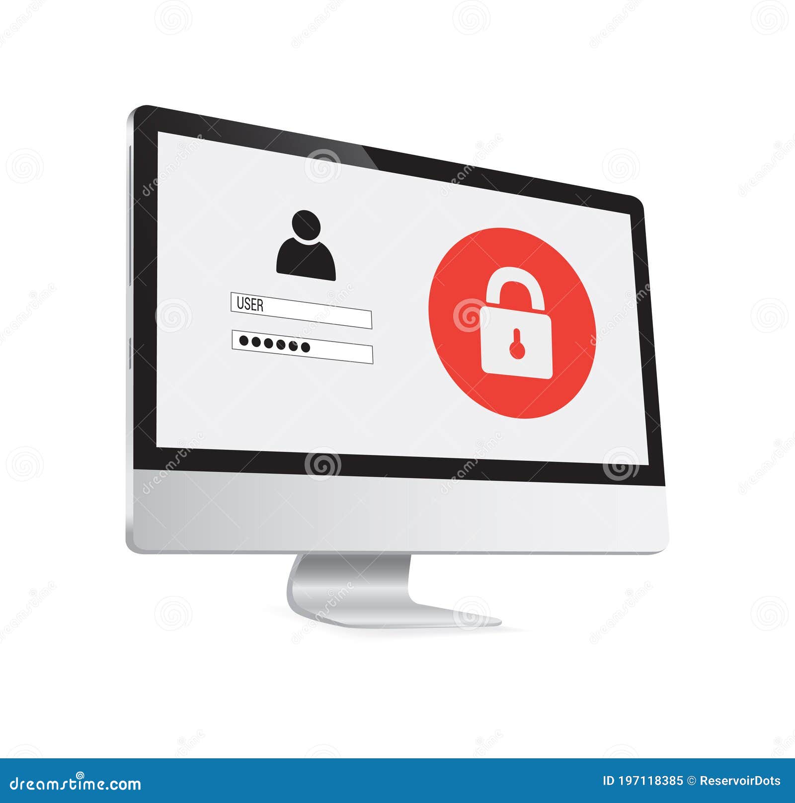 Locked Computer Vector stock vector. Illustration of locked - 197118385