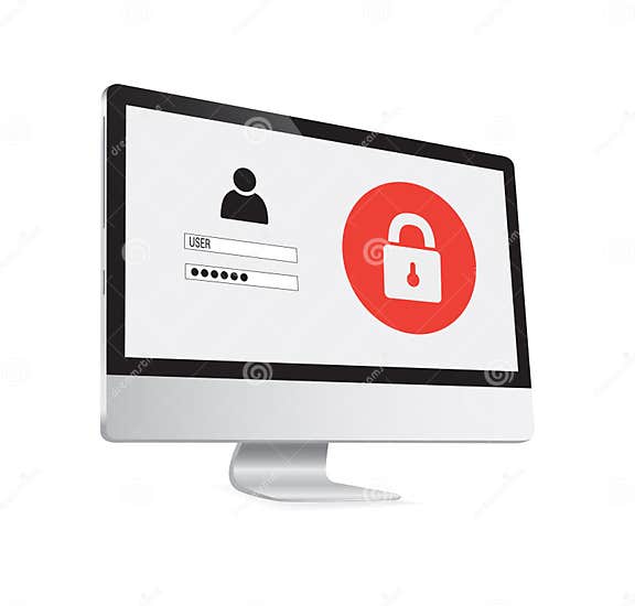 Locked Computer Vector stock vector. Illustration of locked - 197118385