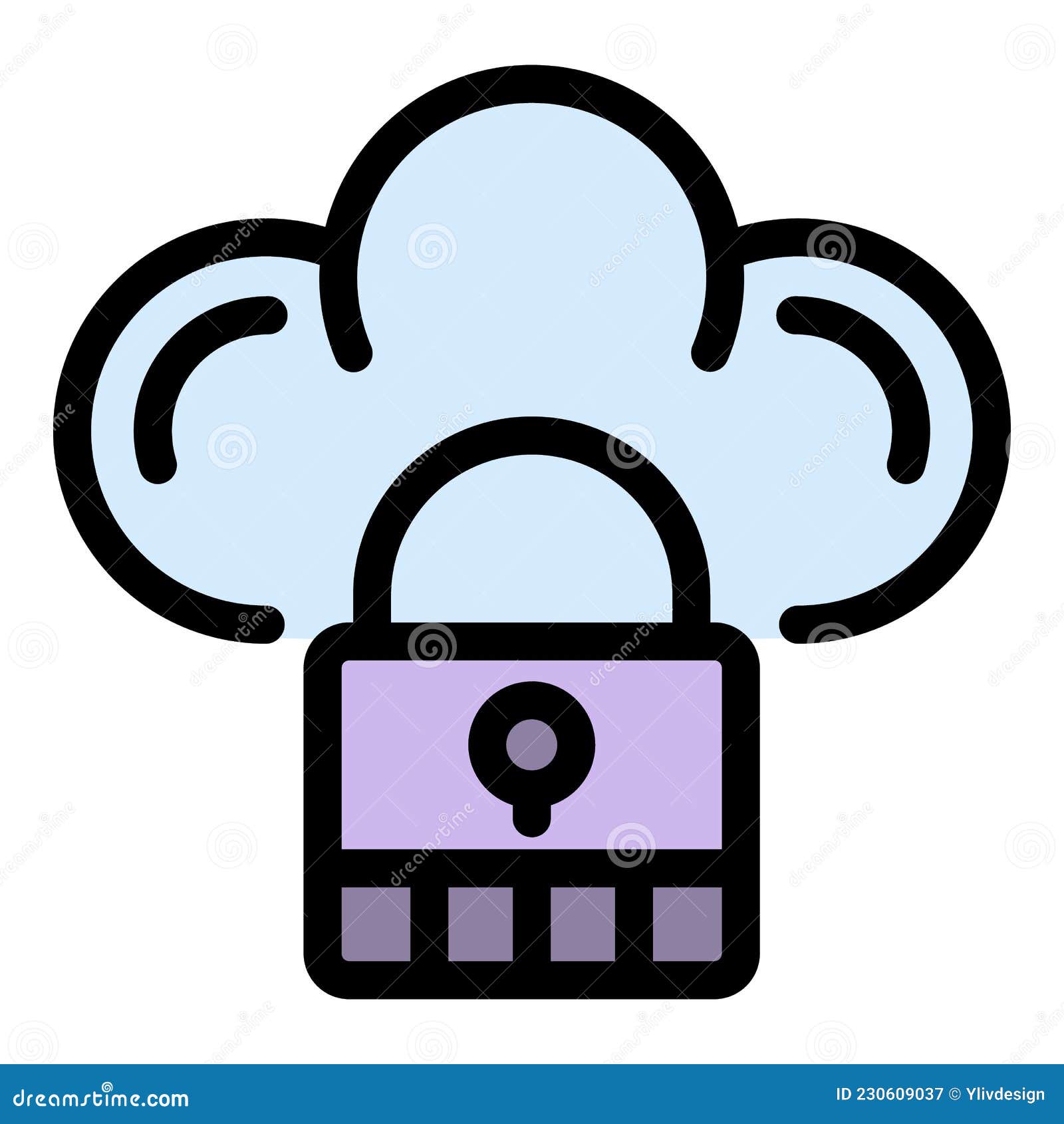 Locked Data Cloud Icon Color Outline Vector Stock Vector - Illustration ...