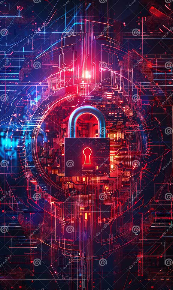 Locked Data Security Concept. Abstract Futuristic Technology Background ...