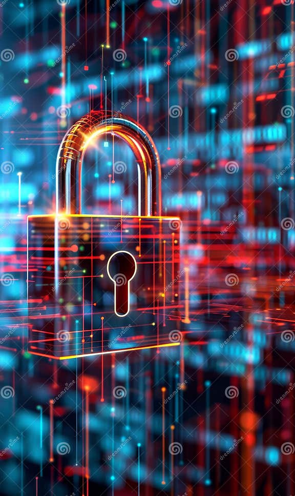 Locked Data Security Concept. Abstract Futuristic Technology Background ...