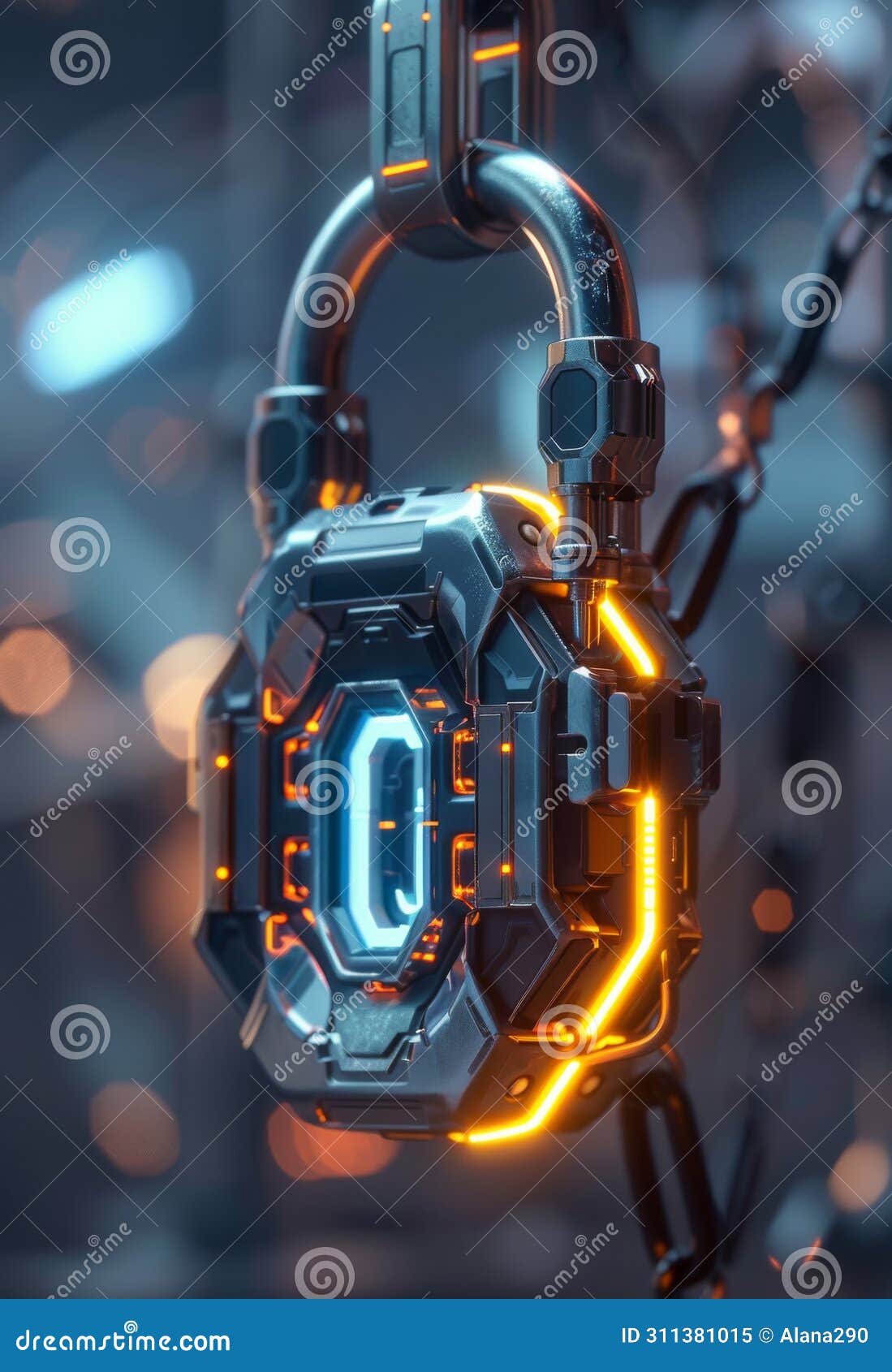 Locked Data Security Concept. Abstract Futuristic Technology Background ...