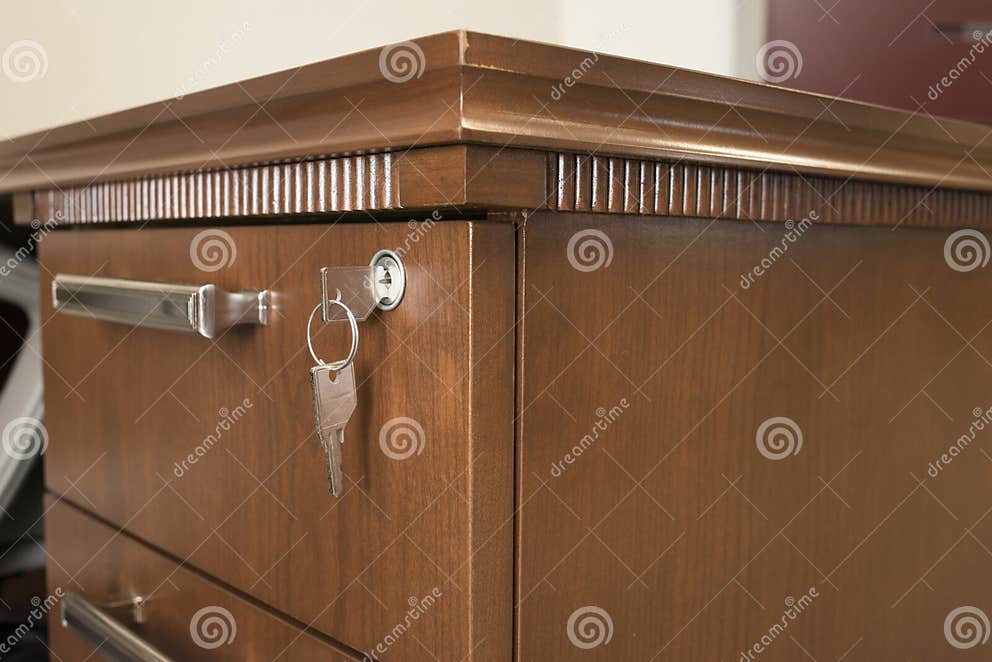 Locked desk drawer stock image. Image of inserted, desk - 57193047