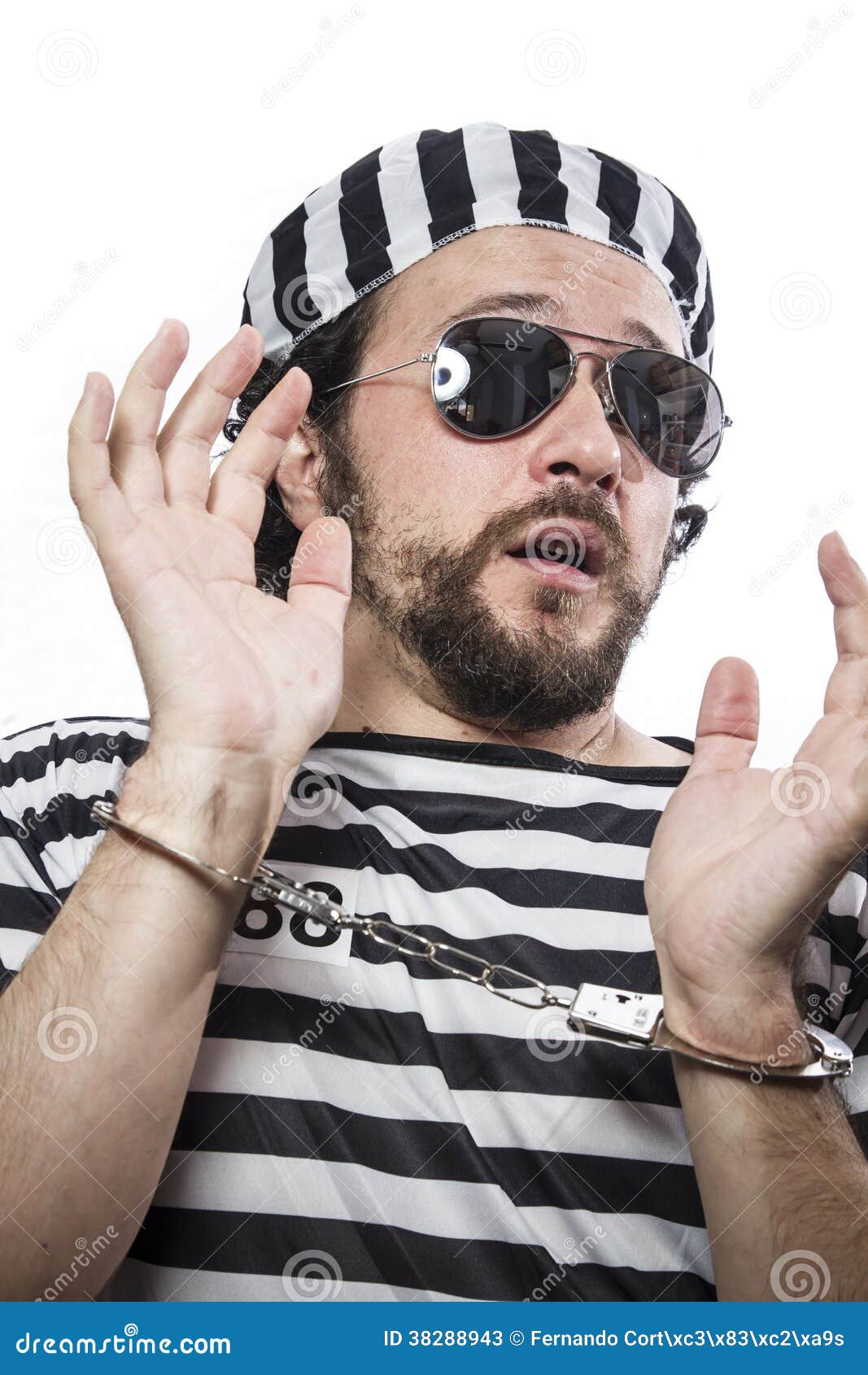 Locked, Desperate, Portrait Of A Man Prisoner In Prison Garb, Over ...
