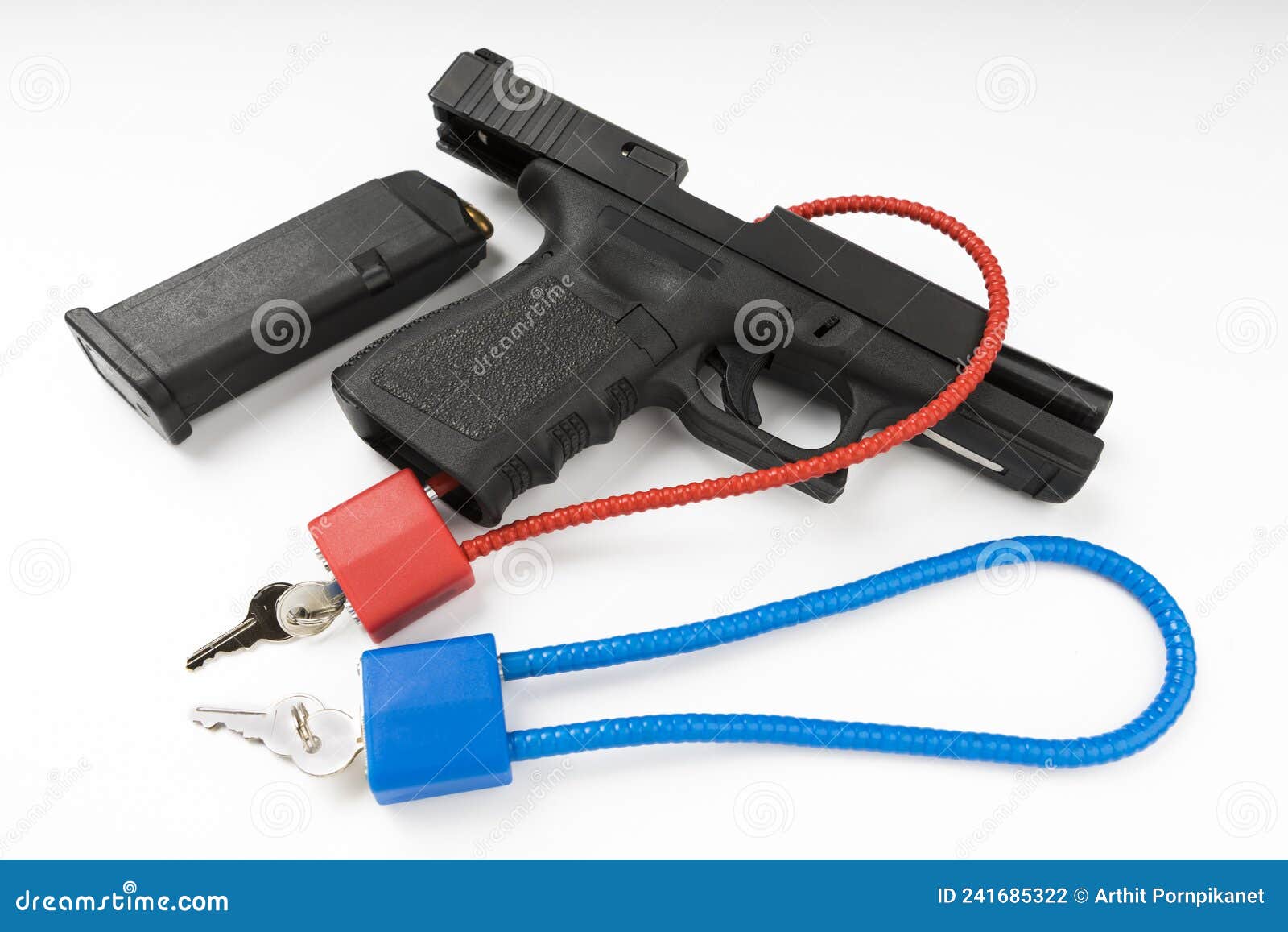 Locked Disarmed and Secured Automatic Gun on White Background Stock ...