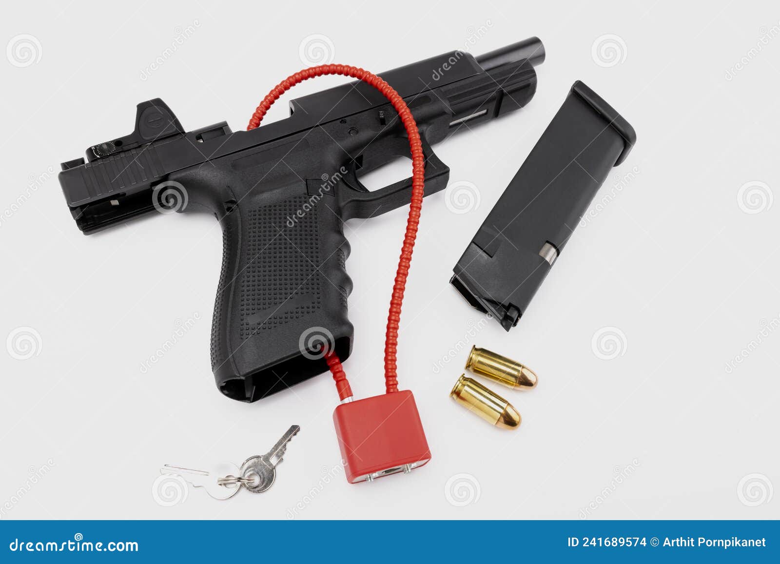 Locked Disarmed and Secured Automatic Gun on White Background Stock ...