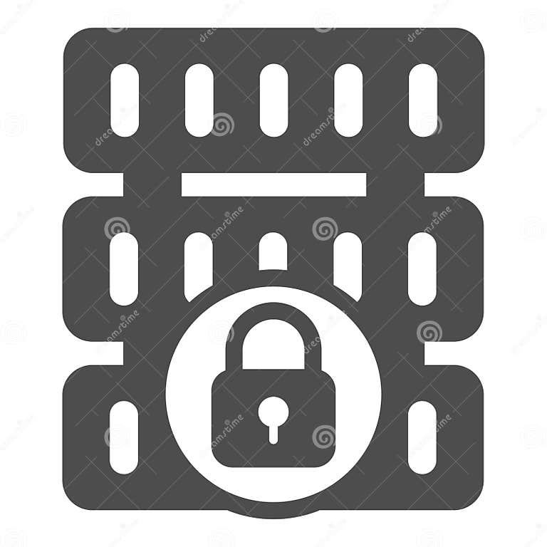Locked Disk Storage Array Solid Icon, Data Hoarding Concept. Vector Graphics Stock Illustration ...