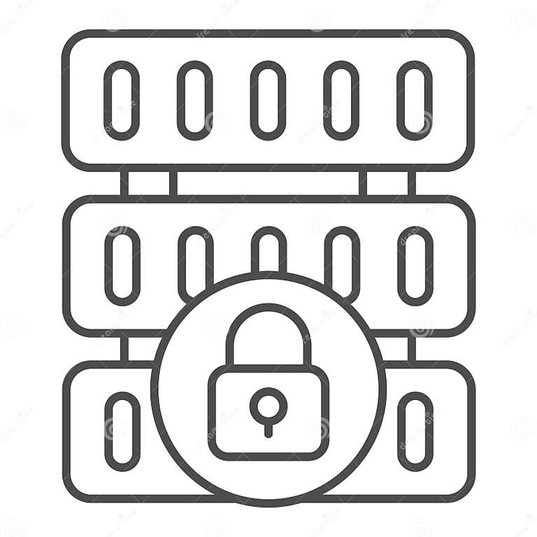 Locked Disk Storage Array Thin Line Icon, Data Hoarding Concept. Vector ...