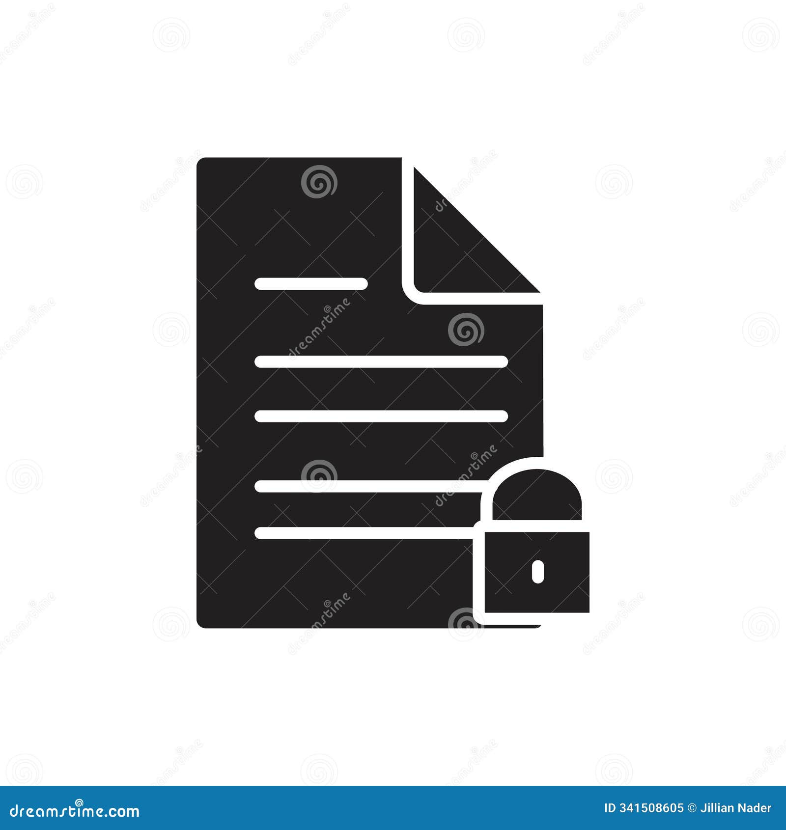 Locked Document Icon Flat Line Illustration Stock Illustration ...