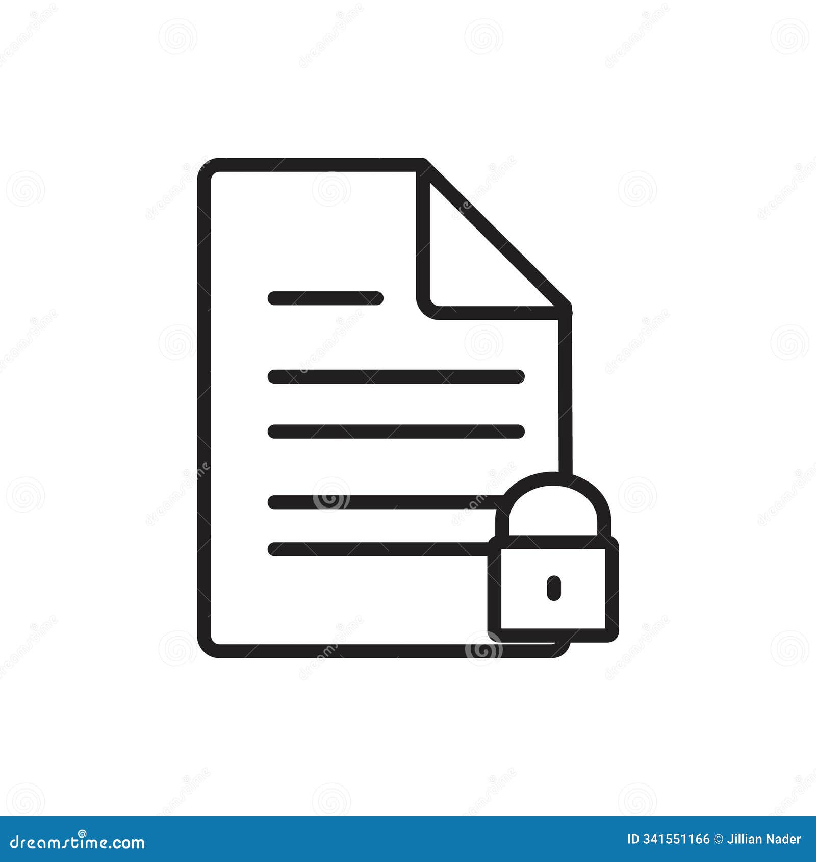 Locked Document Icon Flat Line Illustration Stock Illustration ...