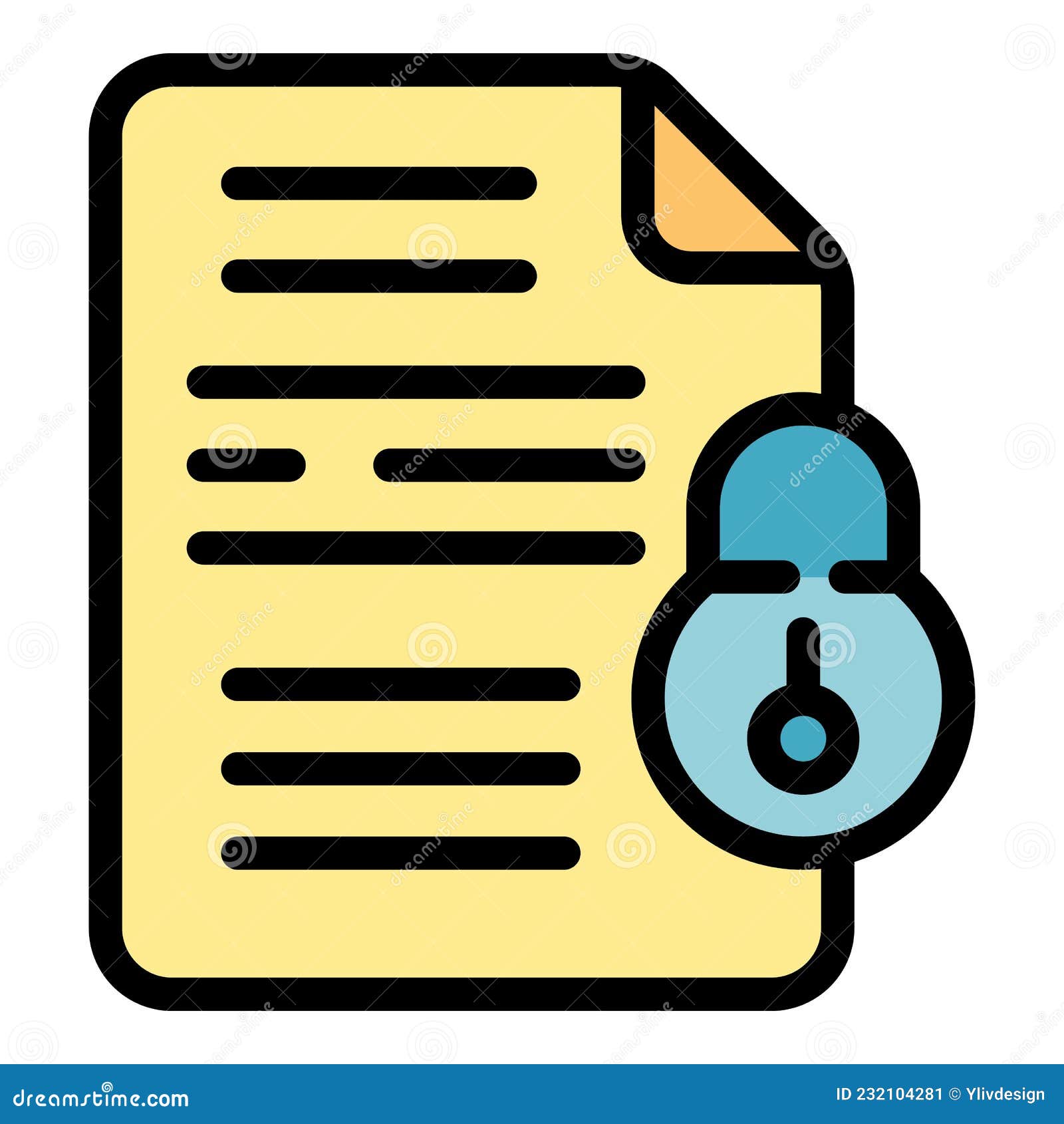 Locked Document Icon Color Outline Vector Stock Vector - Illustration ...