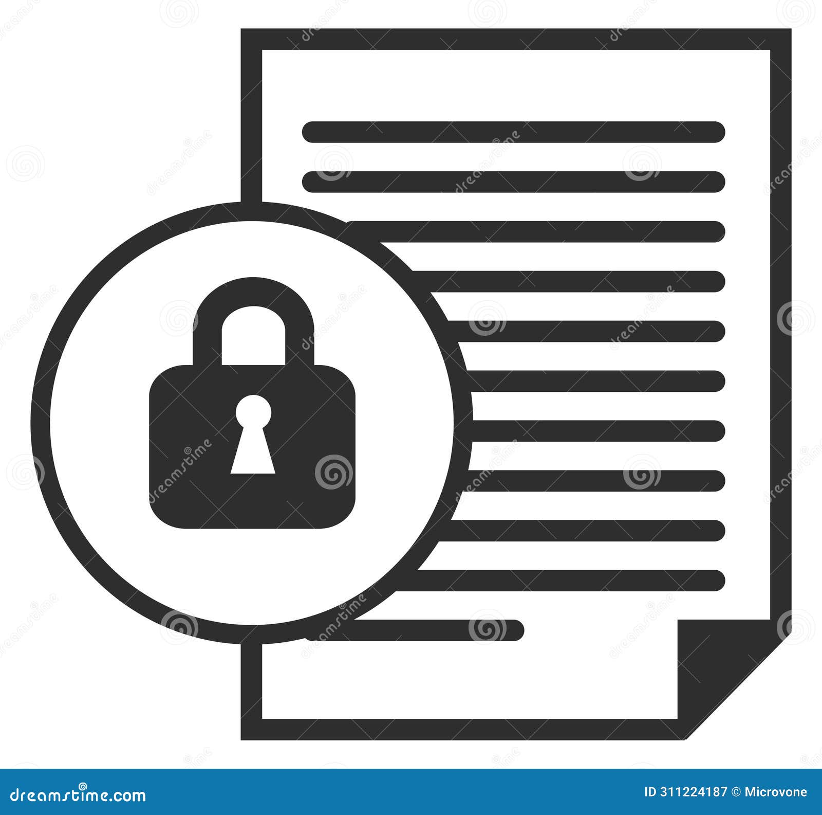 Locked Document Icon. Privacy Protection Linear Symbol Stock Vector ...