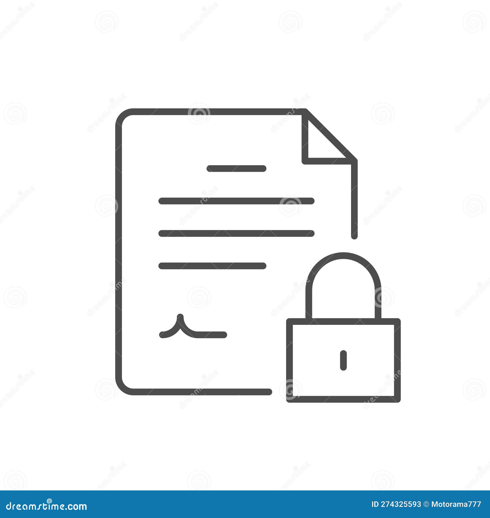 Locked Document Line Outline Icon Stock Illustration - Illustration of ...