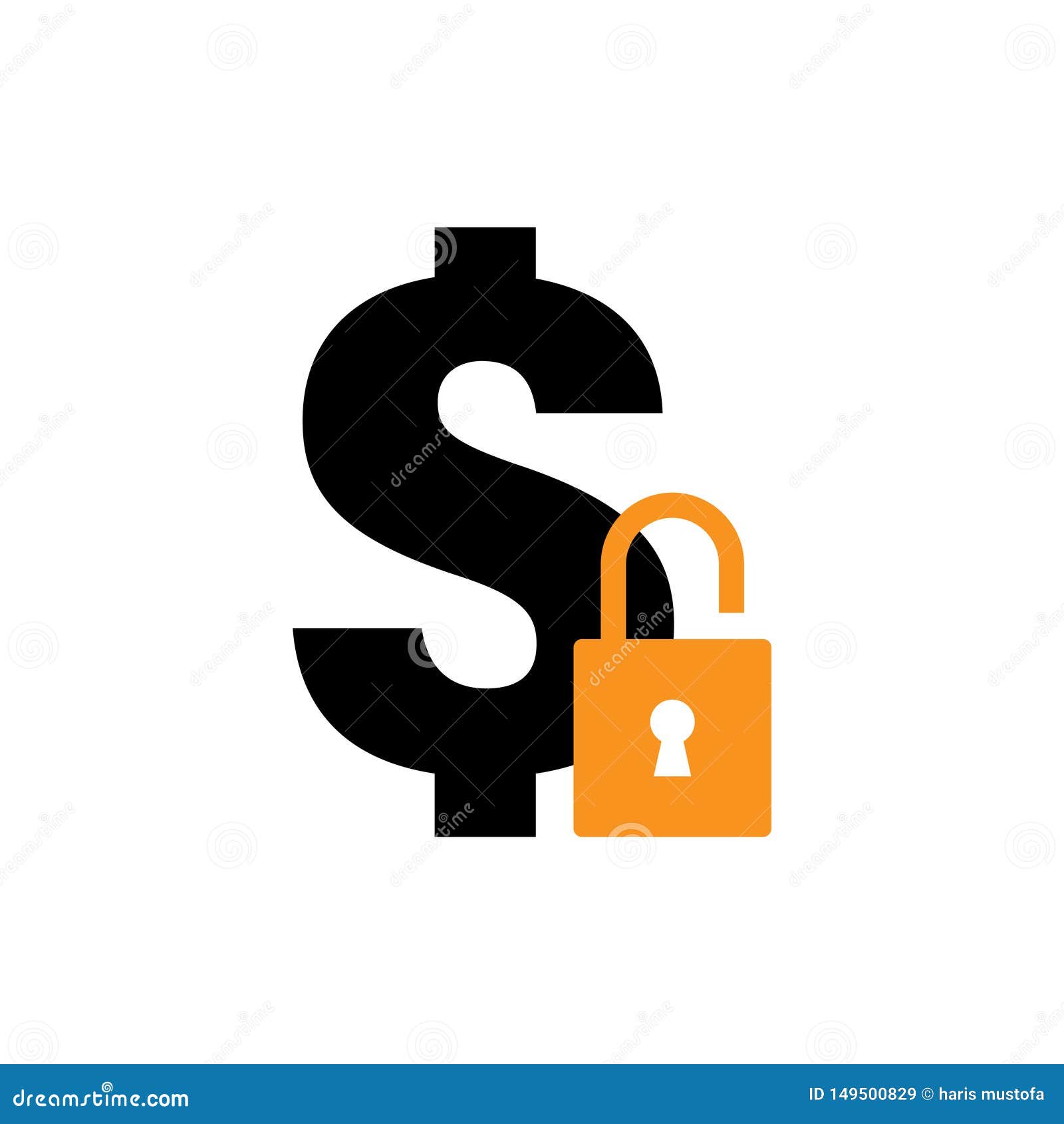 Locked Dollar Line Icon. Lock With Dollar Sign Vector Illustration ...