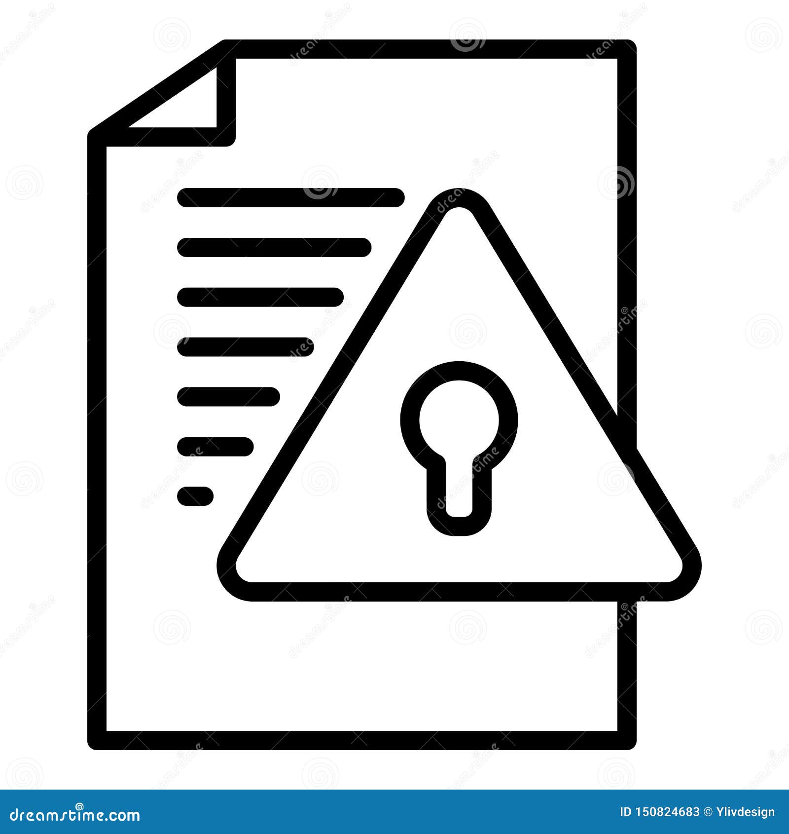 Locked File Icon, Outline Style Stock Vector - Illustration of outline ...