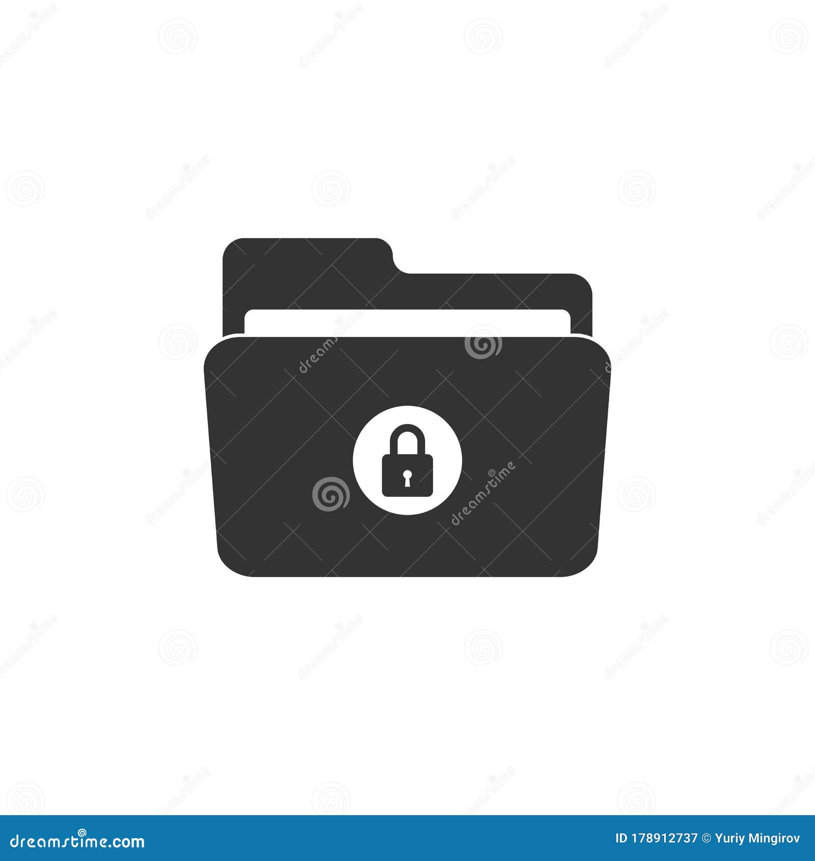 Locked Folder Icon Isolated. Flat Design Stock Vector - Illustration of ...