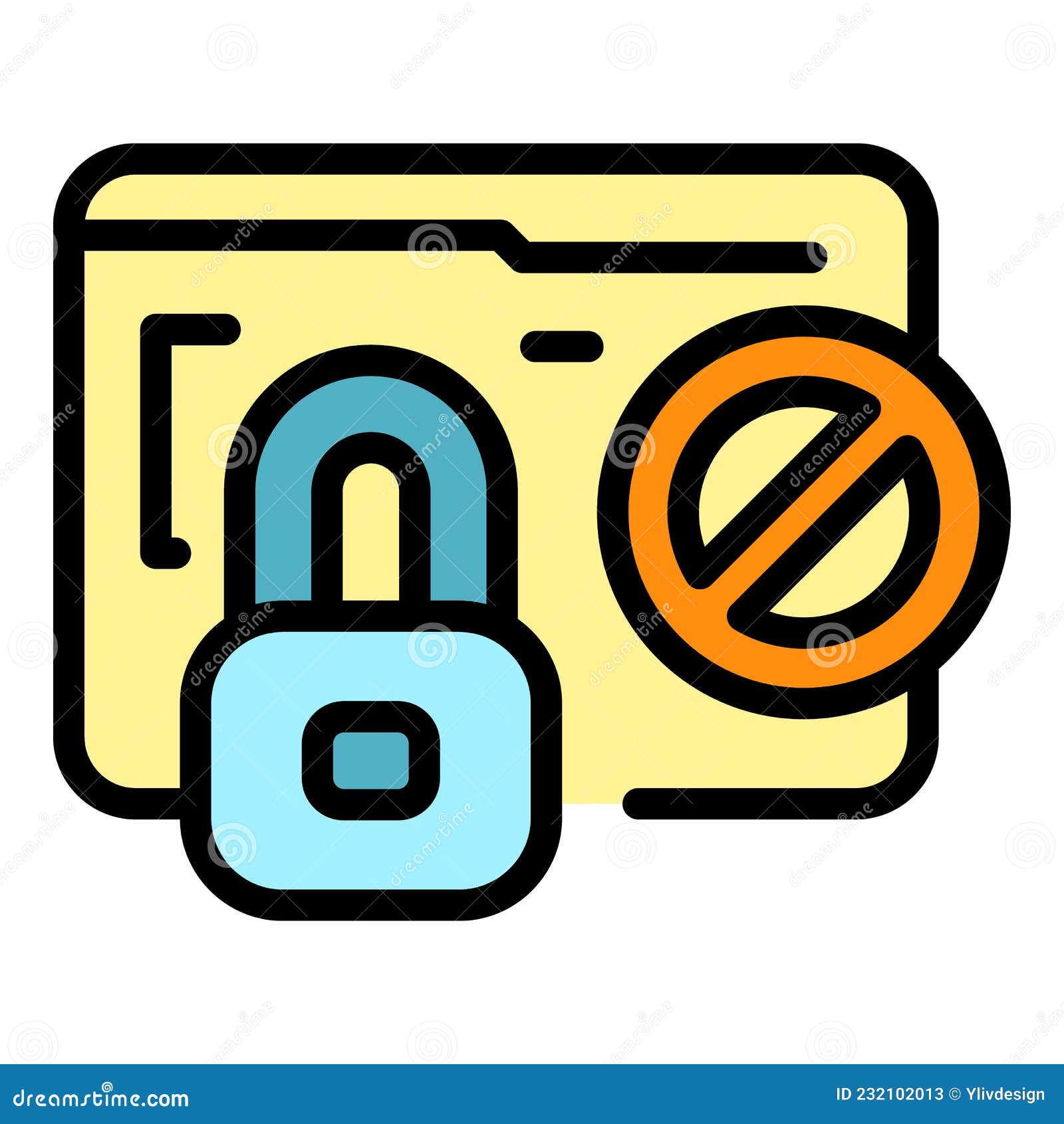 Locked Folder Icon Color Outline Vector Stock Vector - Illustration of ...