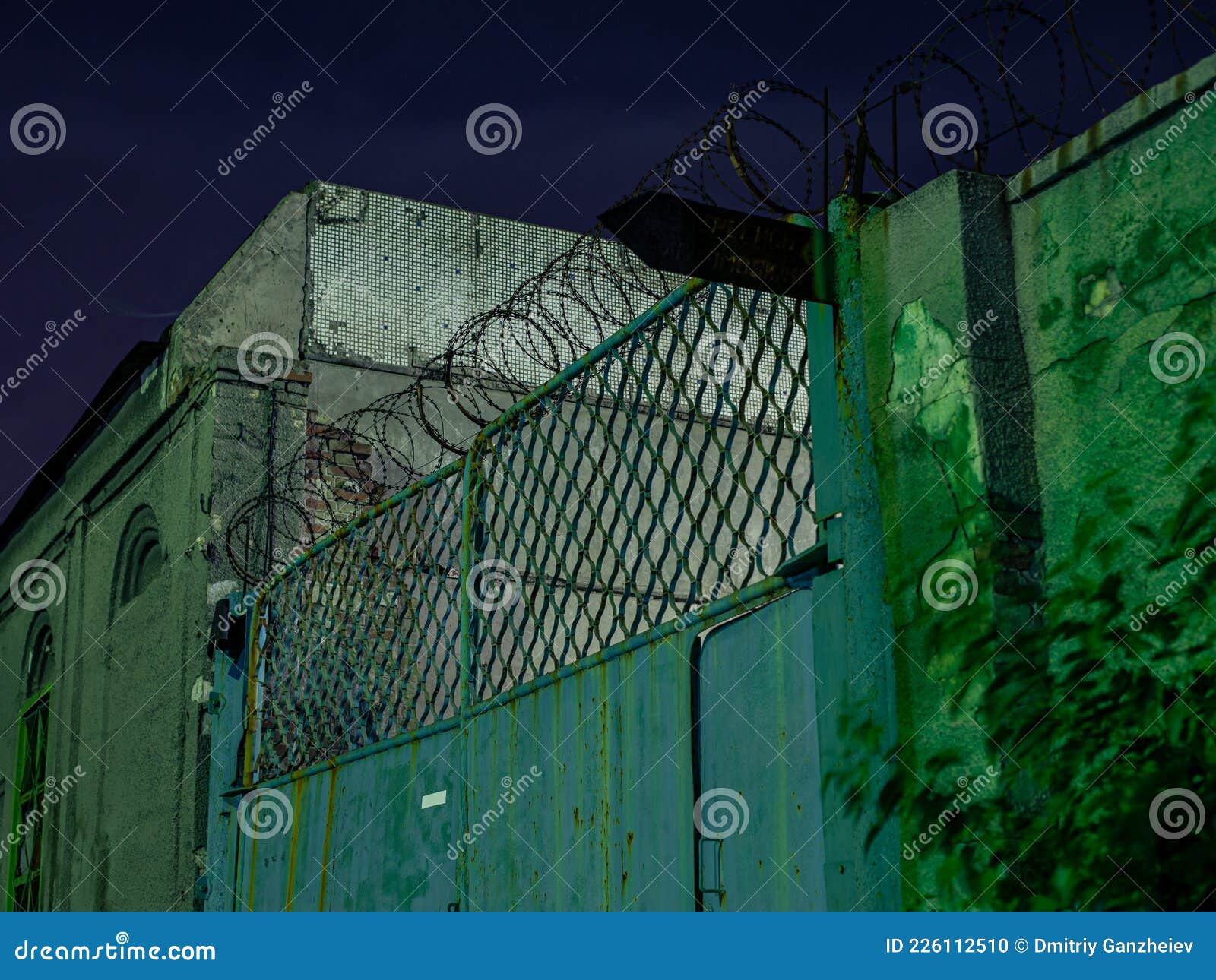Locked Gate with Barbed Wire Stock Photo - Image of architecture ...