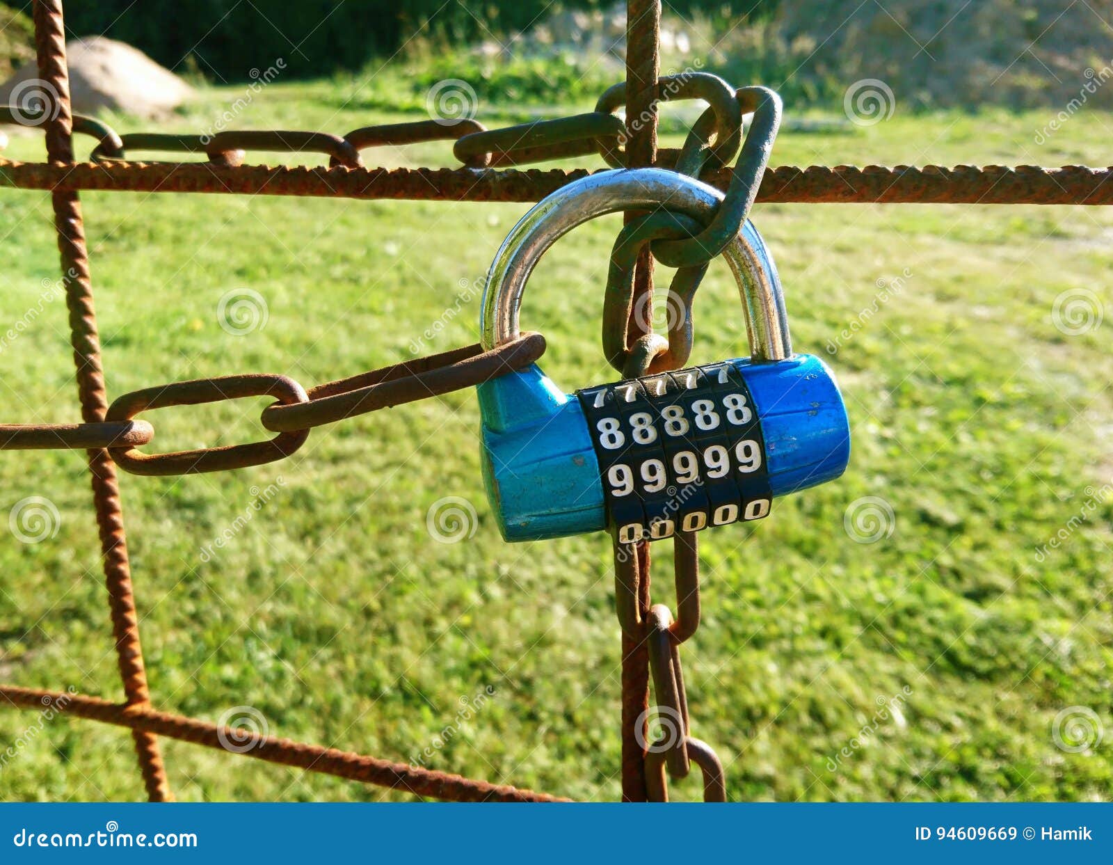 Locked Gate With Caution Sign At Mysterious Military Base Entrance ...