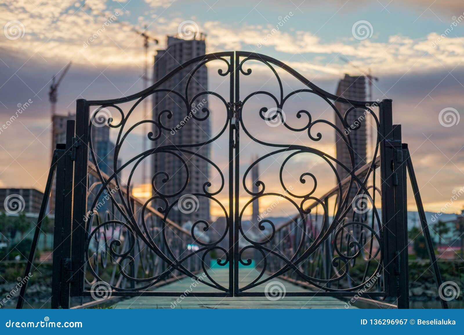 Locked gate stock image. Image of architecture, ornate - 136296967