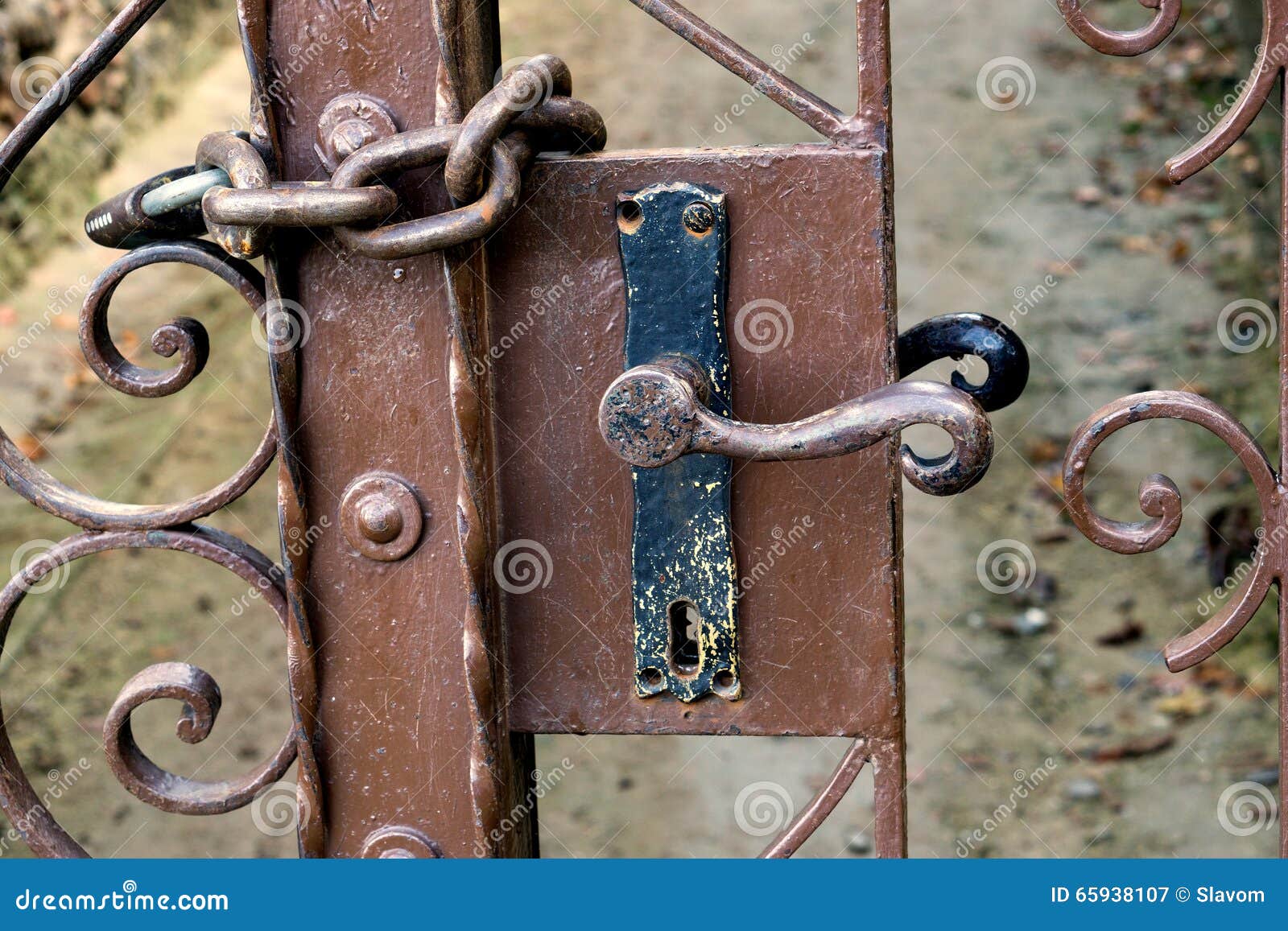Locked gate stock image. Image of retro, private, iron - 65938107