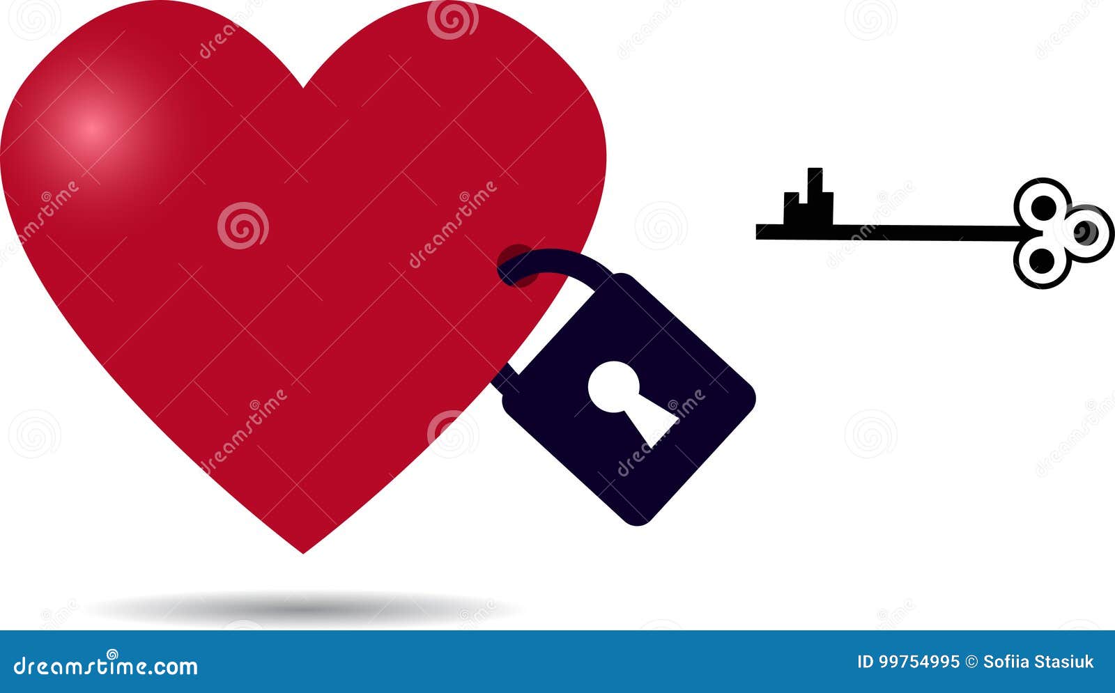 Locked heart with key stock vector. Illustration of concept - 99754995