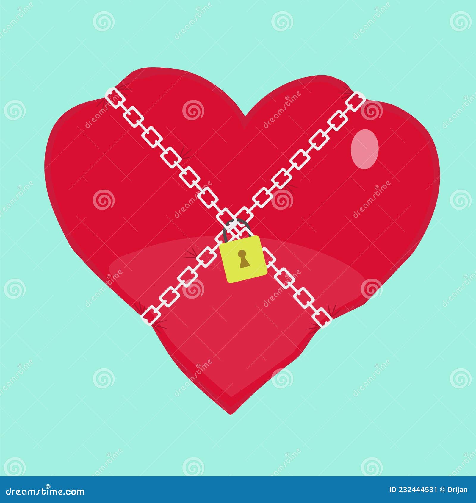 Locked heart shape stock vector. Illustration of heart - 232444531