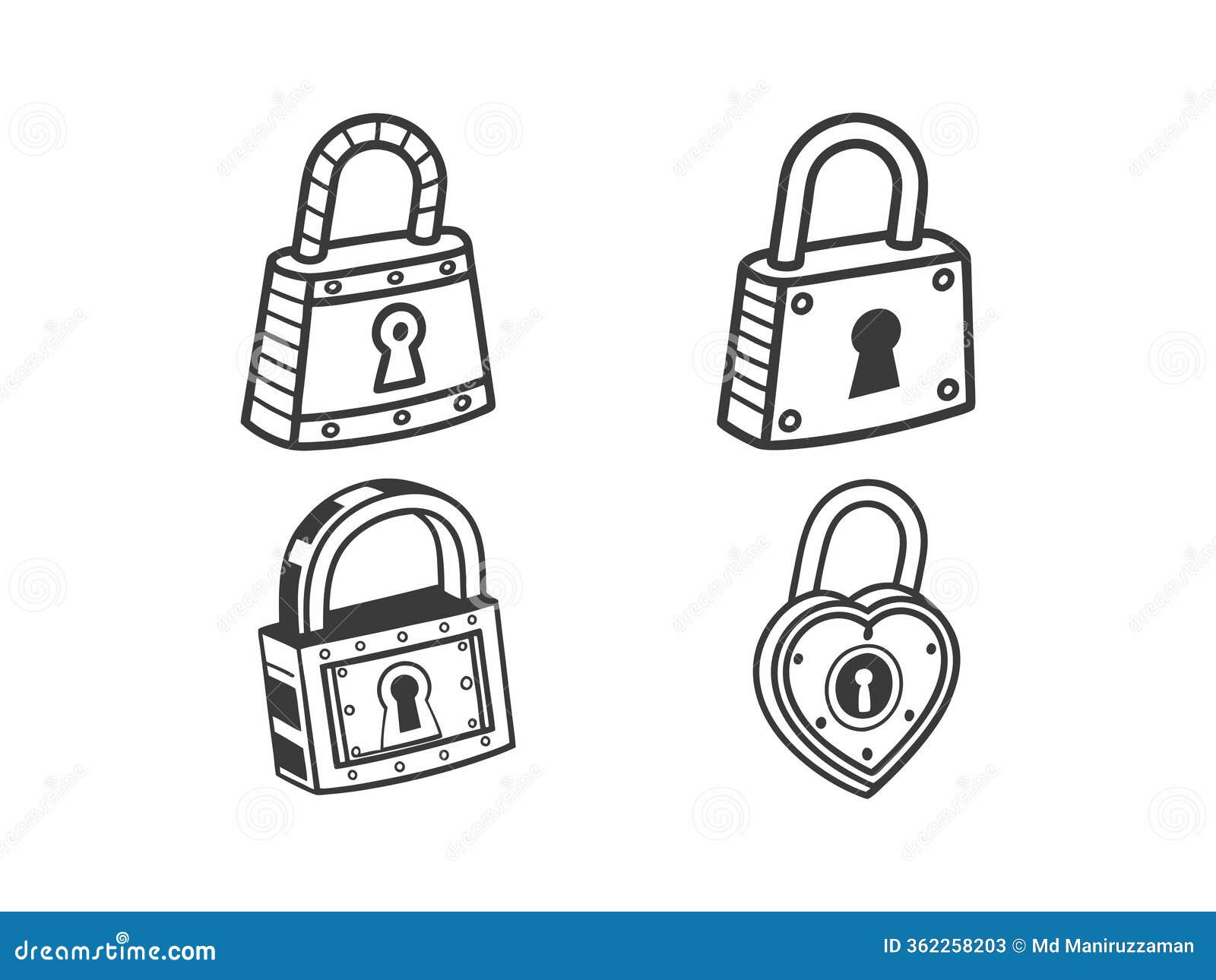 Locked Icon Set on White Background Stock Vector - Illustration of user ...