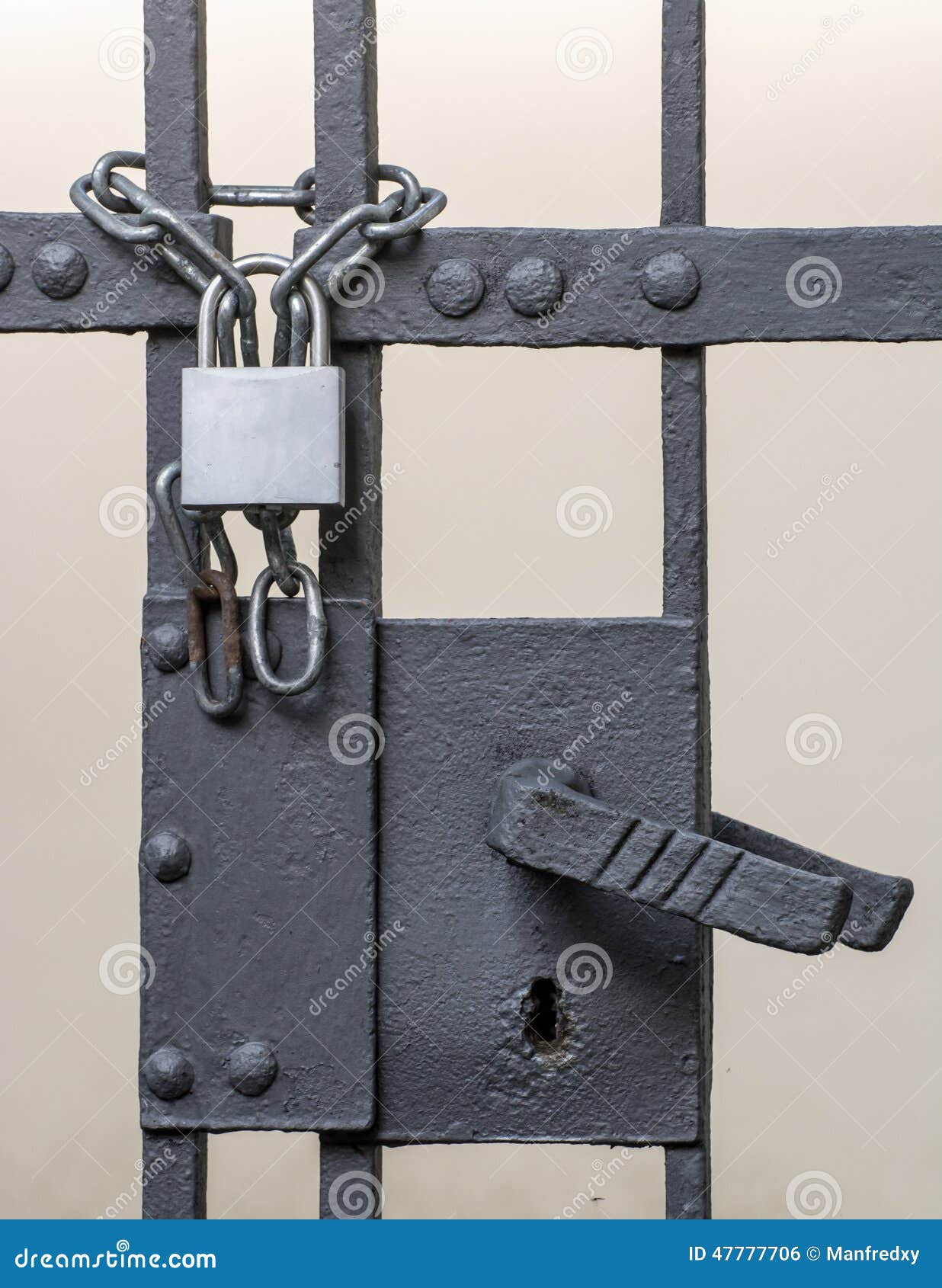 Locked Iron Prison Gate stock photo. Image of fence, security - 47777706