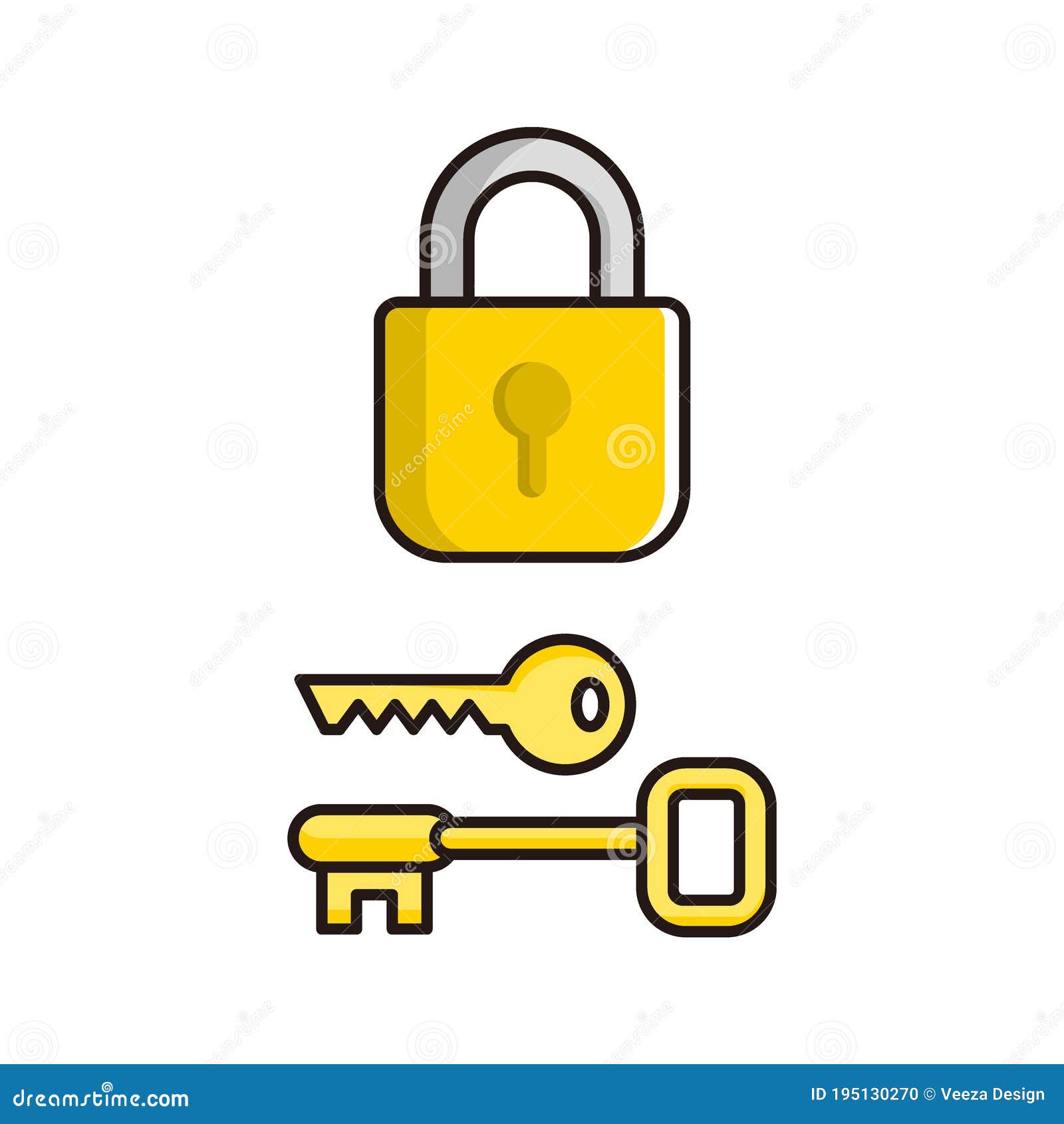Locked and Key Cartoon Illustration Object Design Vector Stock Vector ...