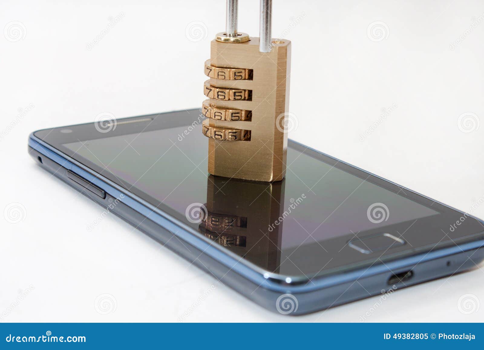 Locked Mobile Phone With Padlock Combination Stock Photo - Image: 49382805