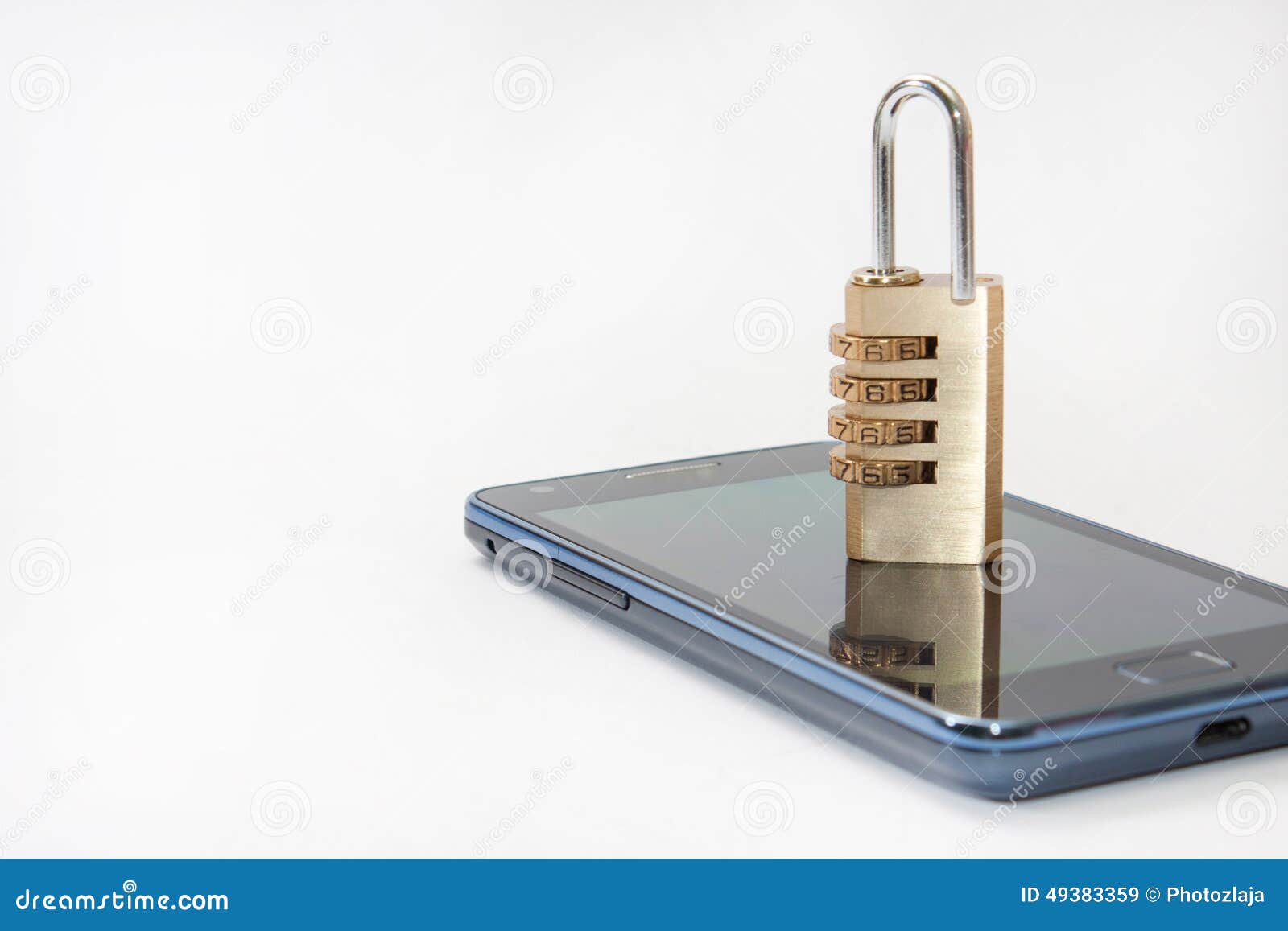 Locked Mobile Phone with Padlock on the Right Side of the Image Stock ...